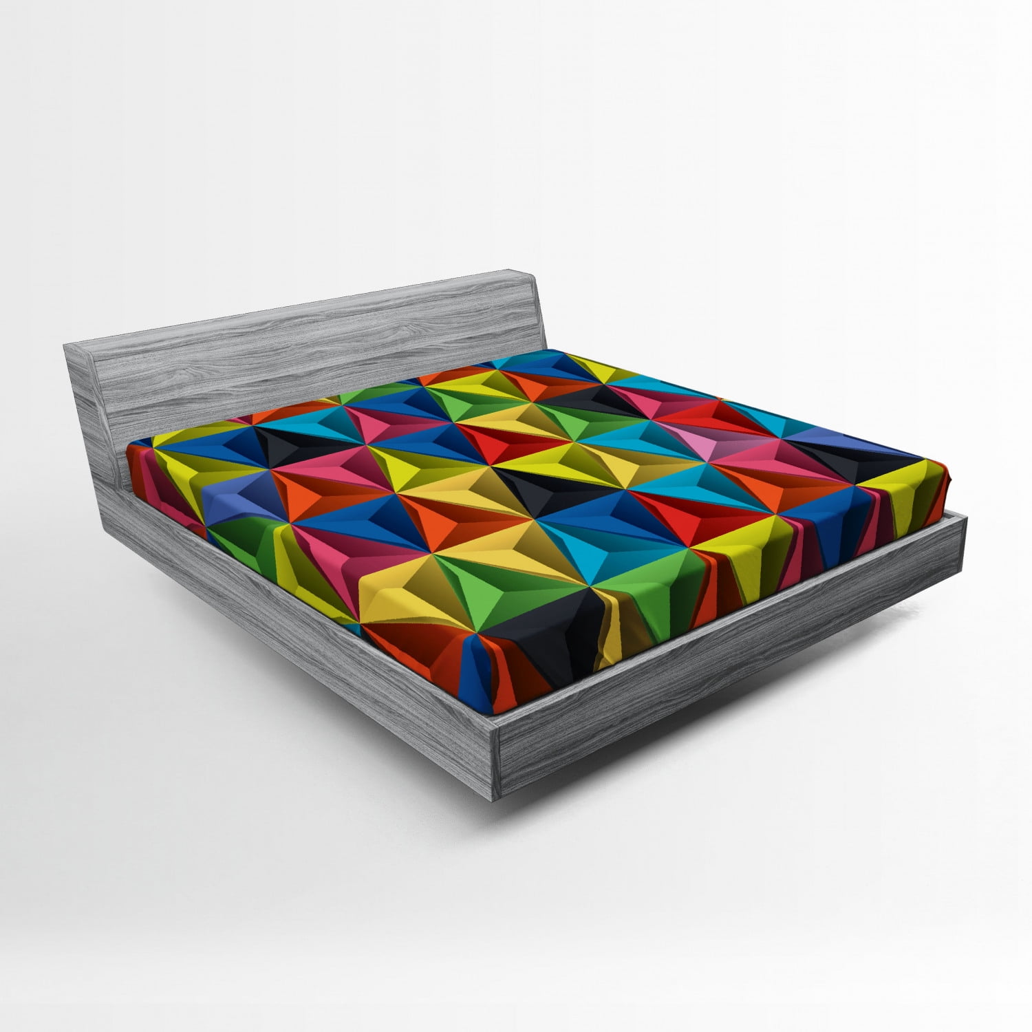 Ambesonne Colorful Fitted Sheet, Pyramid Forms Modern, Full Size ...