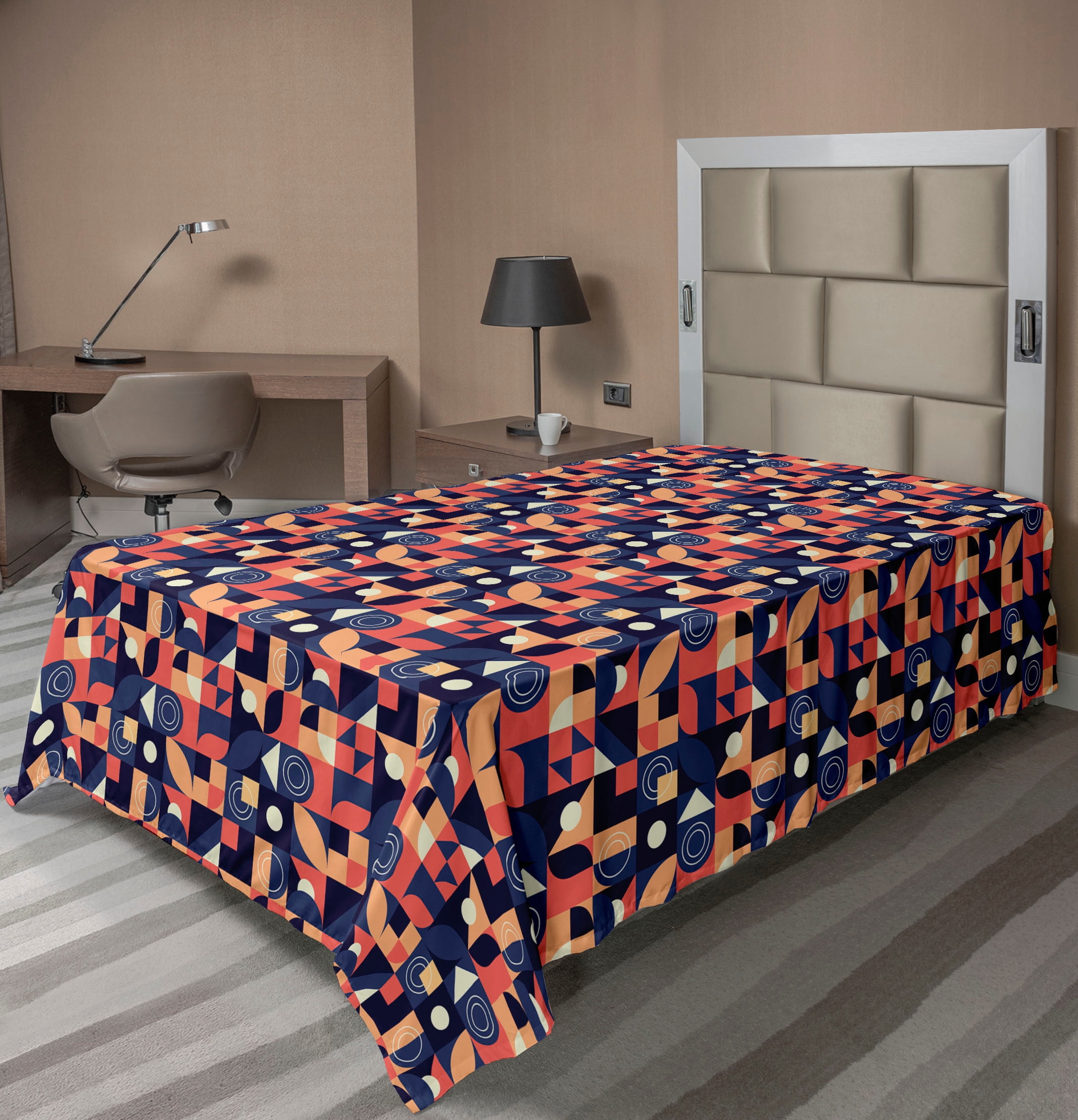 Geometric Flat Sheet, Abstract Style Designed Square and Hemicircle ...