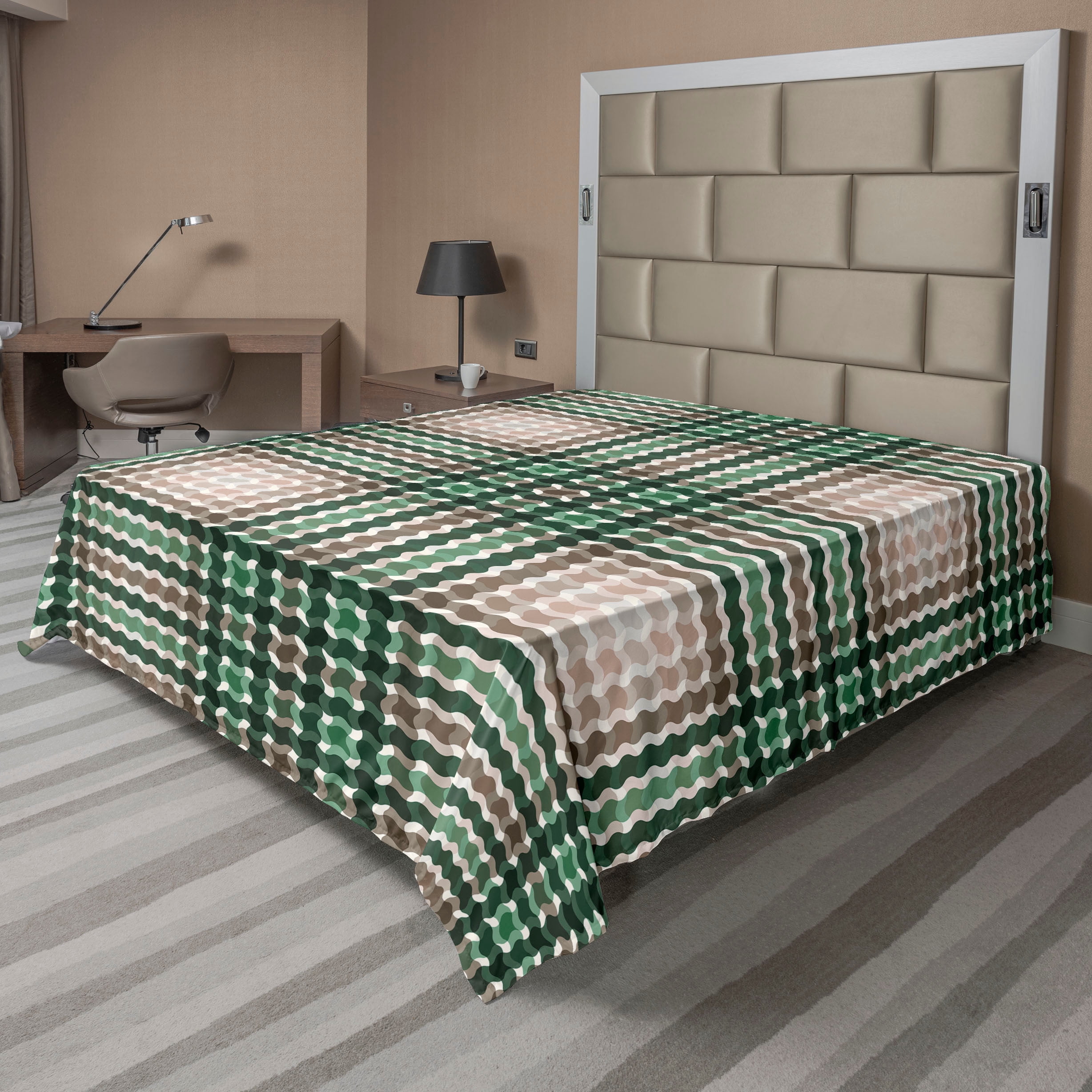 Ambesonne Geometric Flat Bedding Sheet Soft Top Sheet, Wave Pattern ...