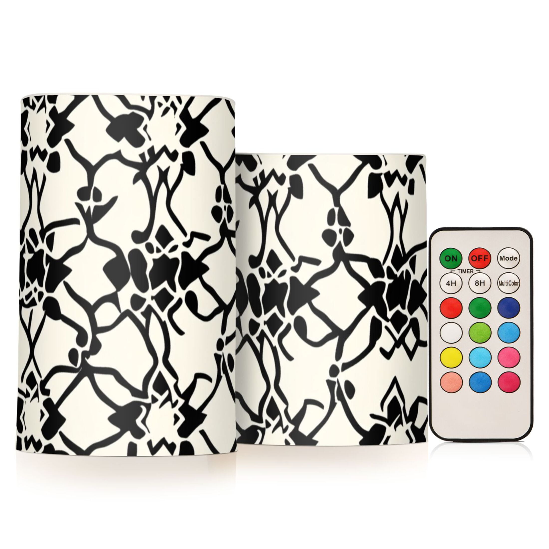 Geometric Floral Prints Flickering Flameless Candles Battery Operated ...