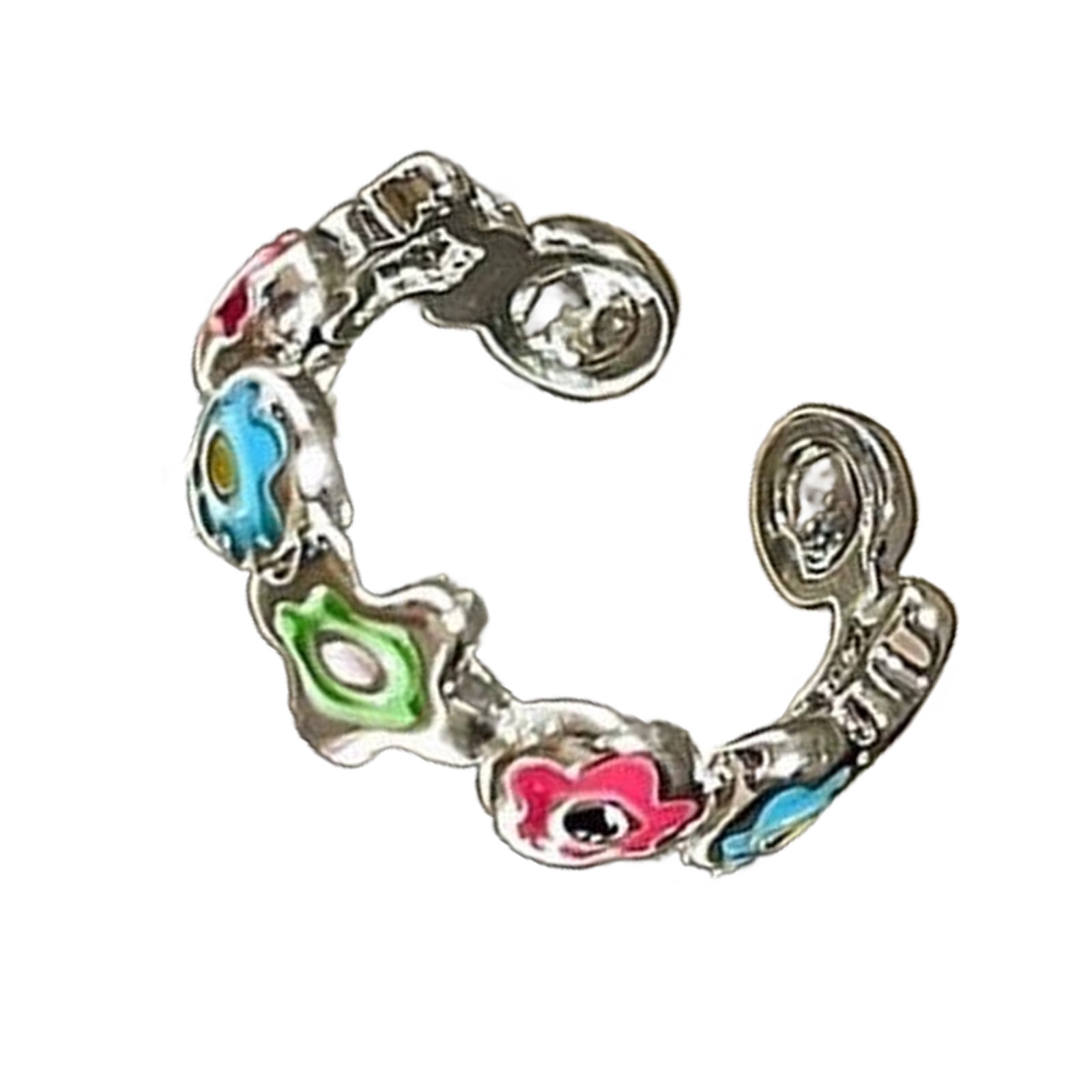 Geometric Flower Open Rings Hand Jewelry Colorful Finger Rings Alloy ...