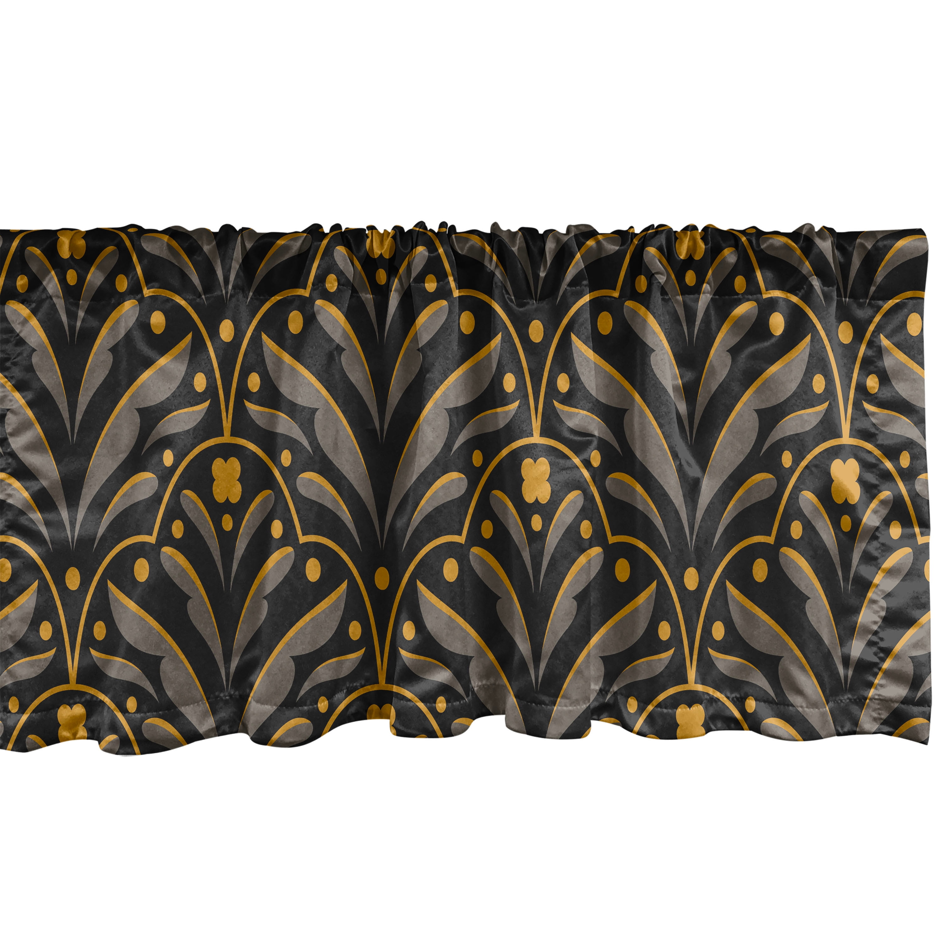 Geometric Flower Window Valance, Leaves Greenery Silhouette Pattern ...