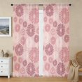 Geometric Flower and Dahlia Pink Sheer Curtains, Rod Pocket Sheer ...