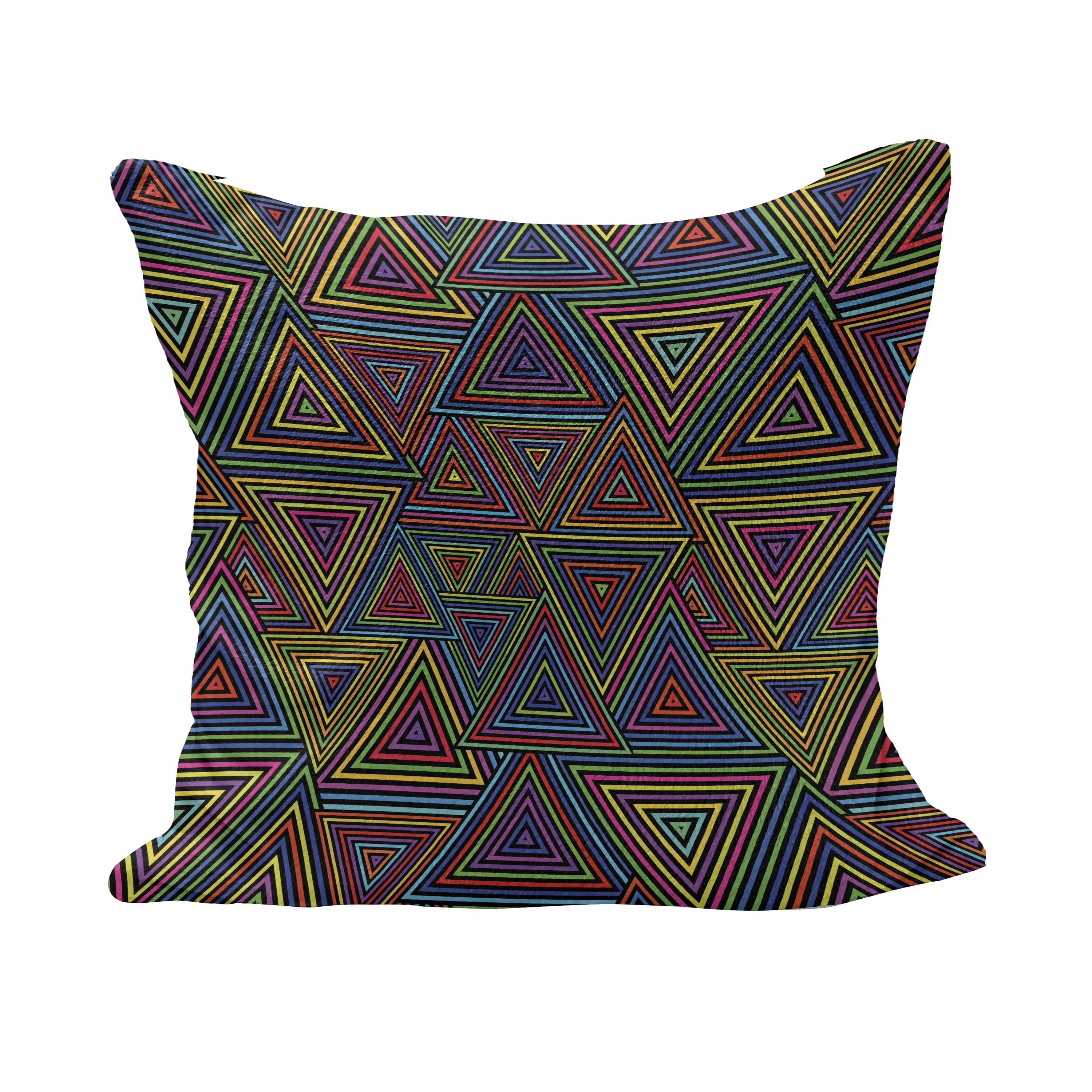 Geometric Fluffy Throw Pillow Cushion Cover, Modern Design in Rainbow ...