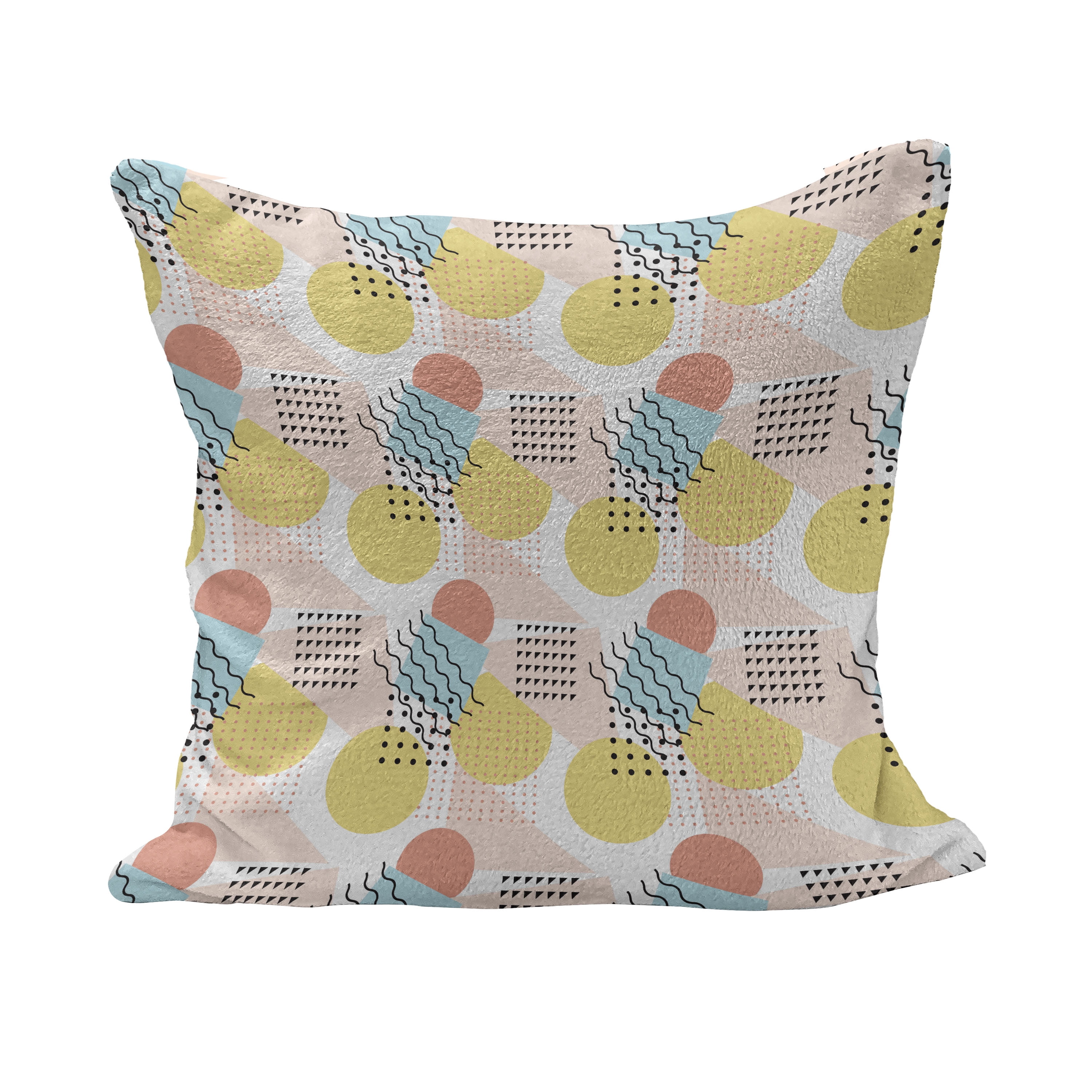 Geometric Fluffy Throw Pillow Cushion Cover, Modern Illustration with ...