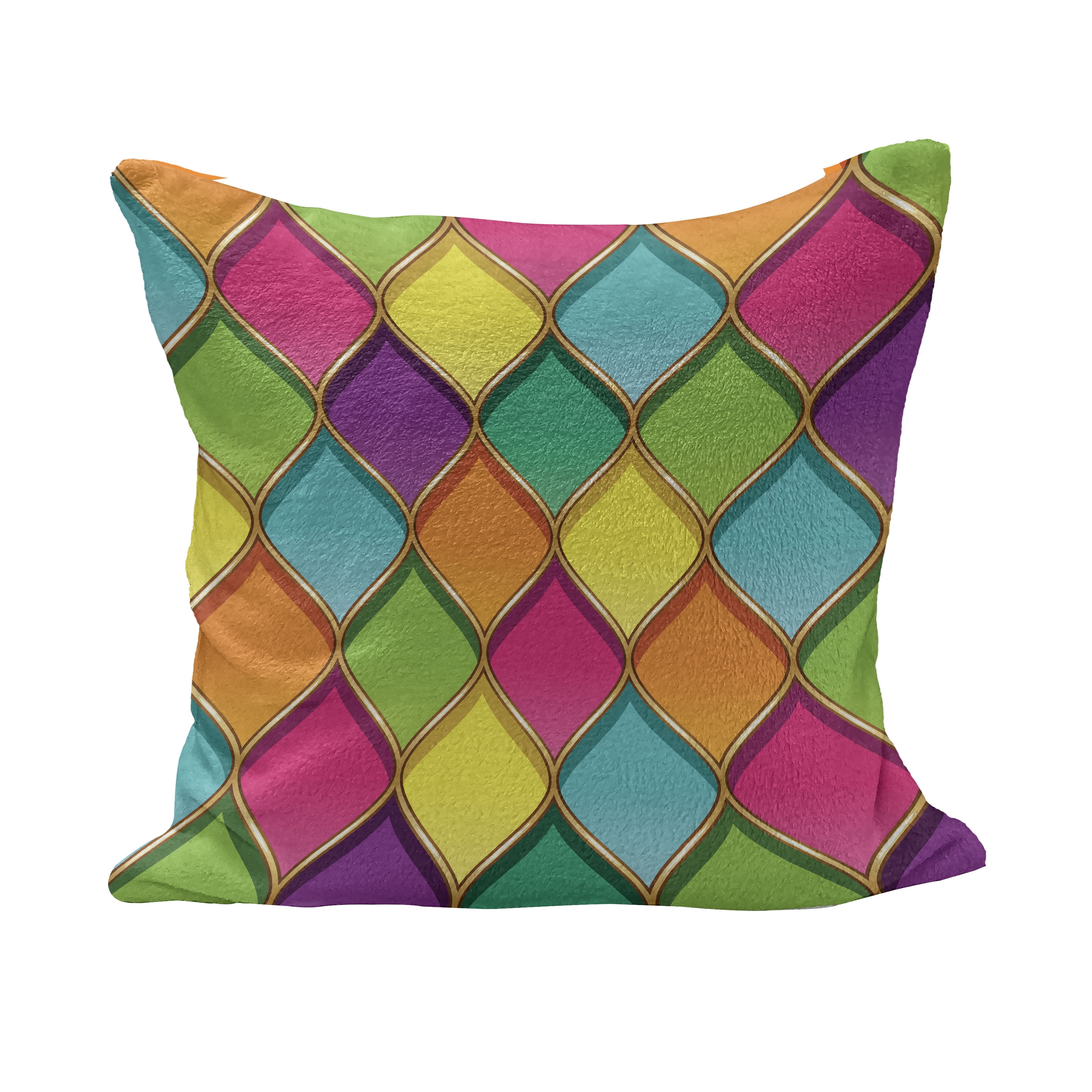 Geometric Fluffy Throw Pillow Cushion Cover, Vivid Colored Stained ...
