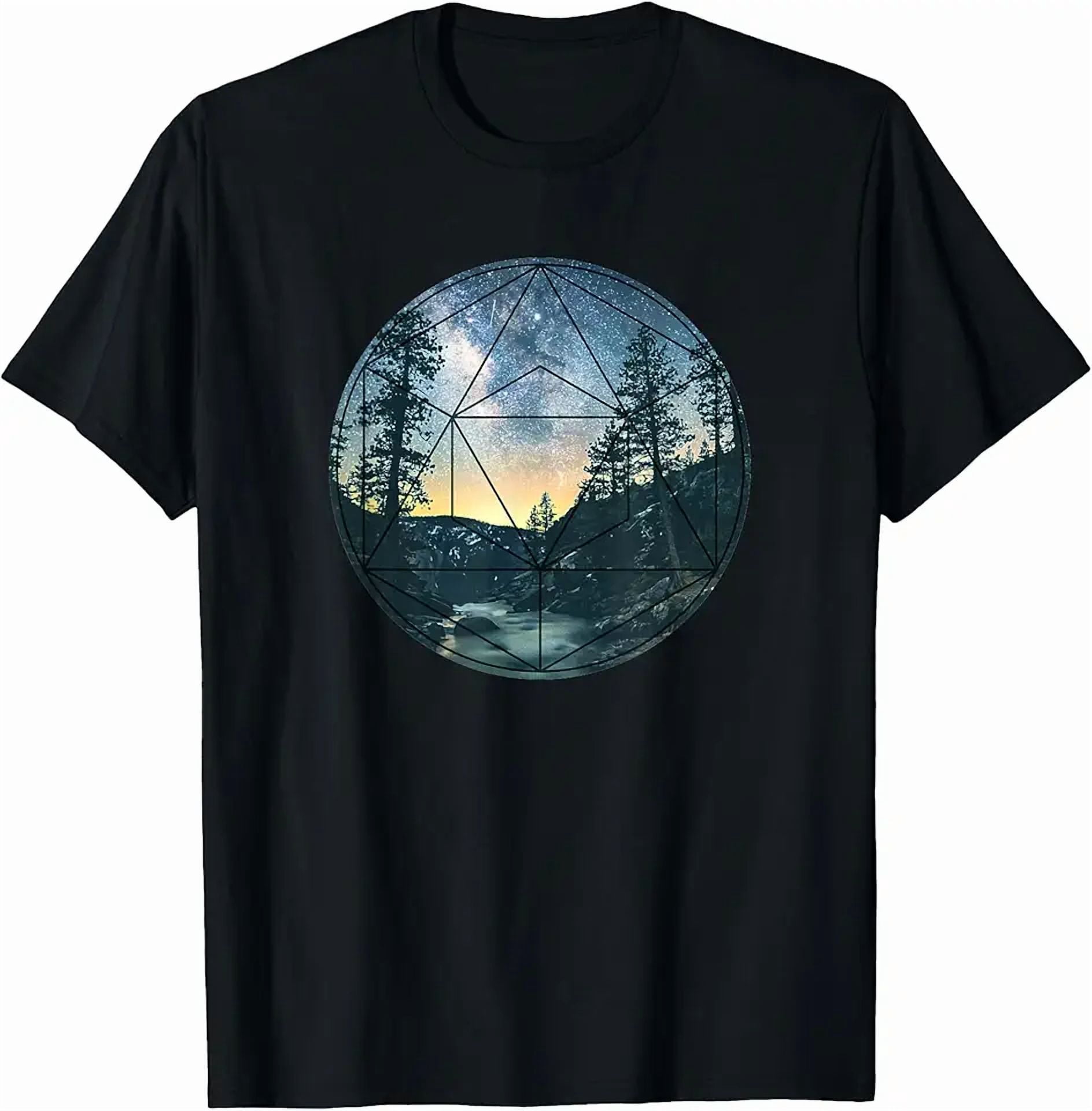 Geometric Forest Mountain Galaxy Graphic Men Short Sleeve Casual T ...