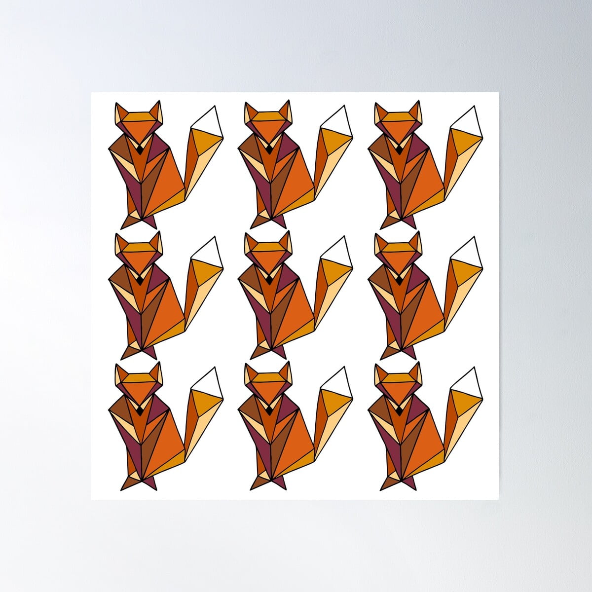 Geometric Foxes Pattern Orange Palette || Shapes || Nature || Abstract ...
