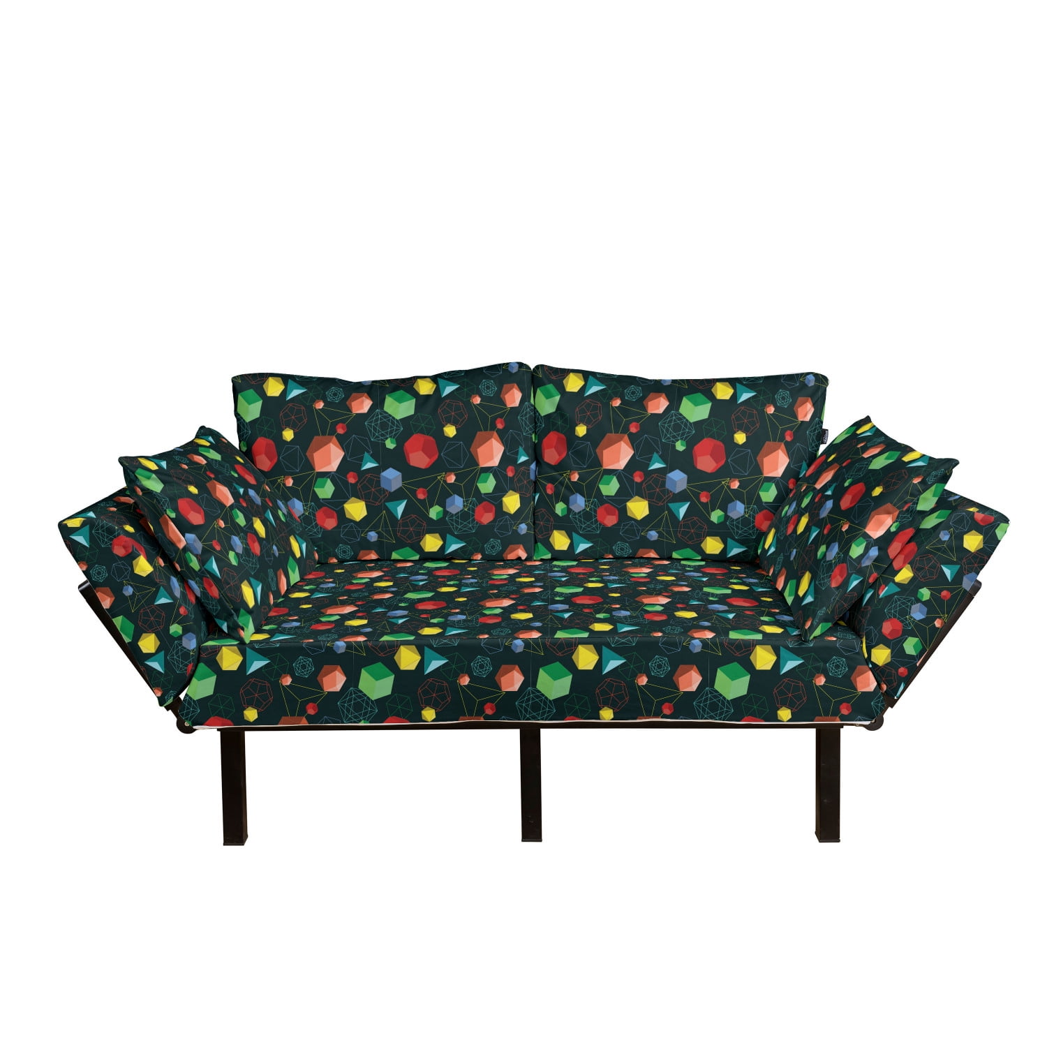 Geometric Futon Couch, Geometric 3D Styled Shapes in Vivid Colors ...