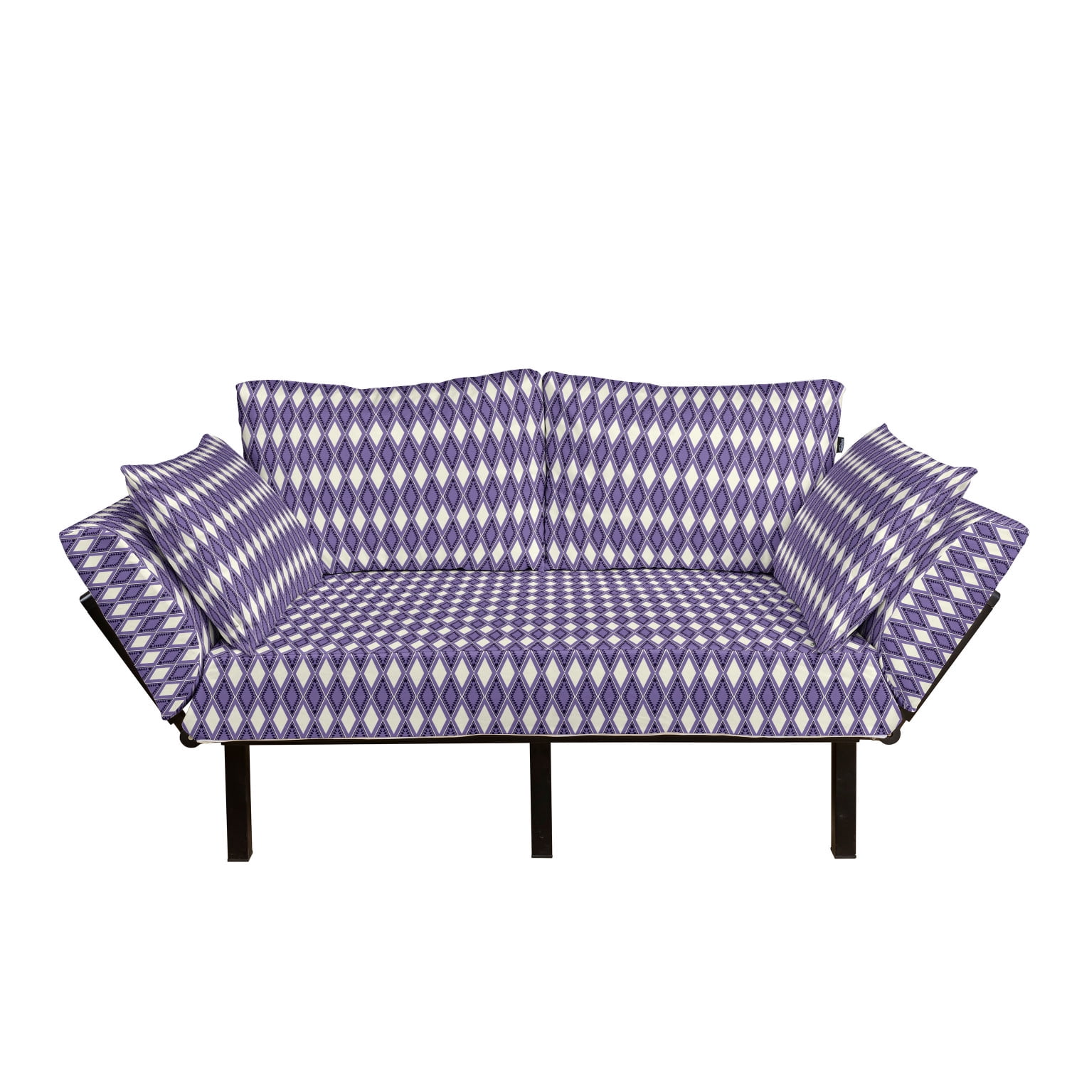 Geometric Futon Couch, Abstract Shapes Rhombus Rectangles in Vivid ...