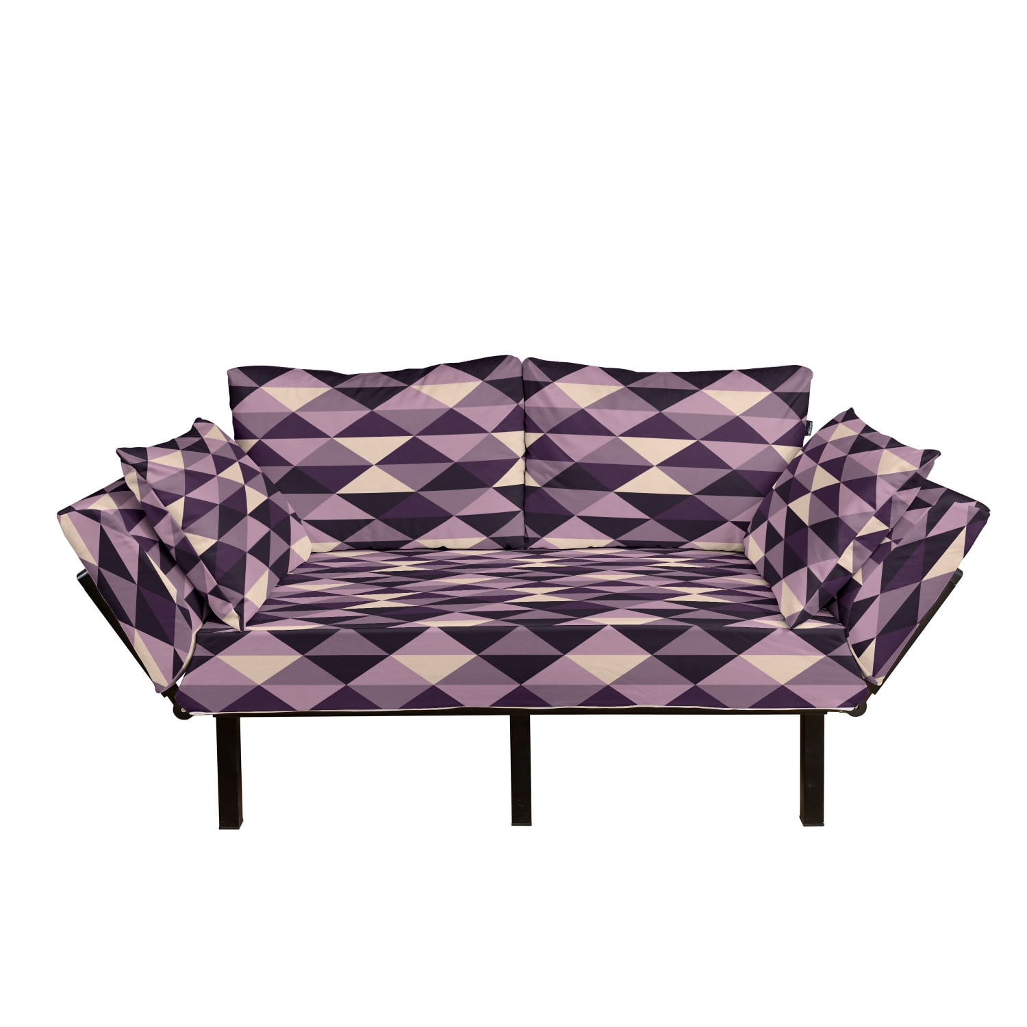 Geometric Futon Couch, Abstract Triangles with Dark and Pale Color ...