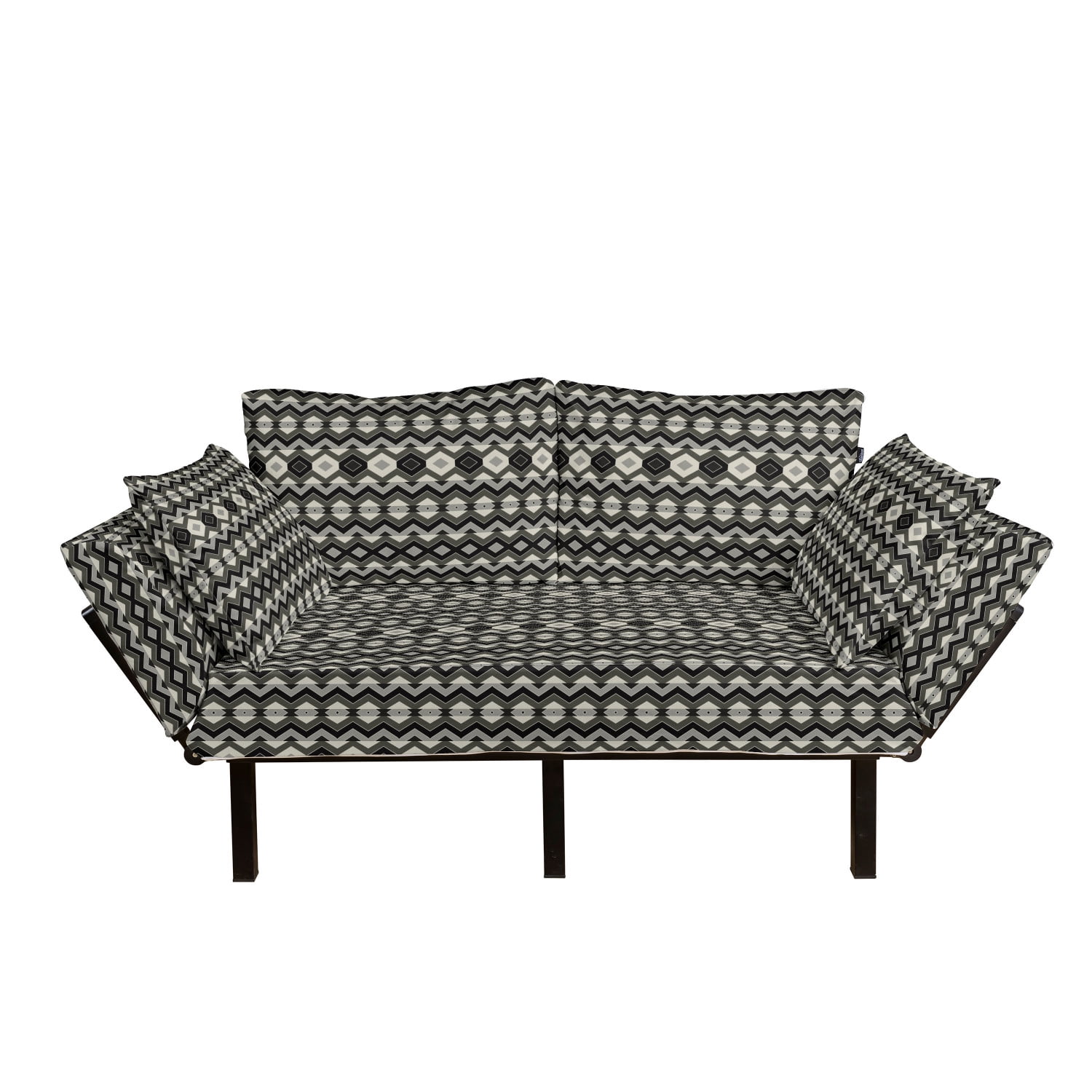 Geometric Futon Couch, Aztec Tribal Folk Zigzags Chevron Traditional ...