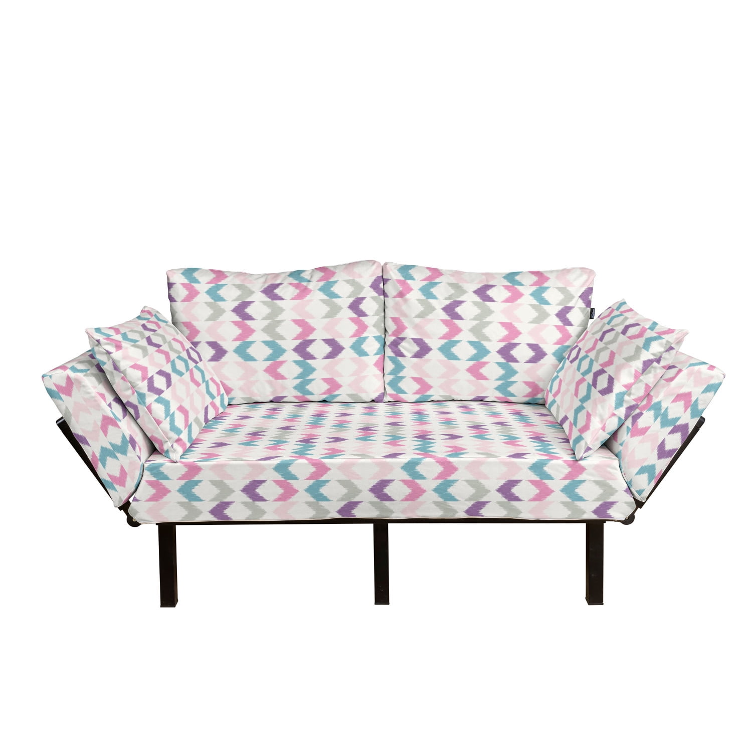 Geometric Futon Couch, Chevron Ikat in Pastel Soft Toned Zigzags ...
