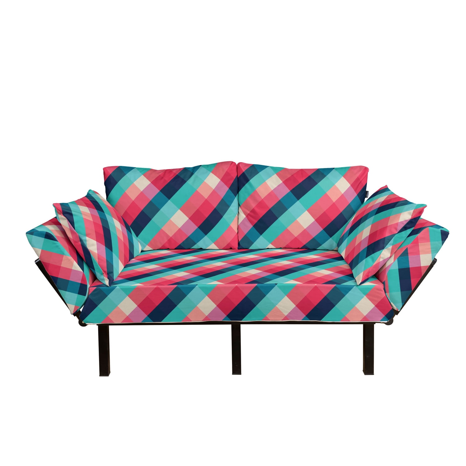 Geometric Futon Couch, Diagonal Grid Style Rhombuses with Different ...