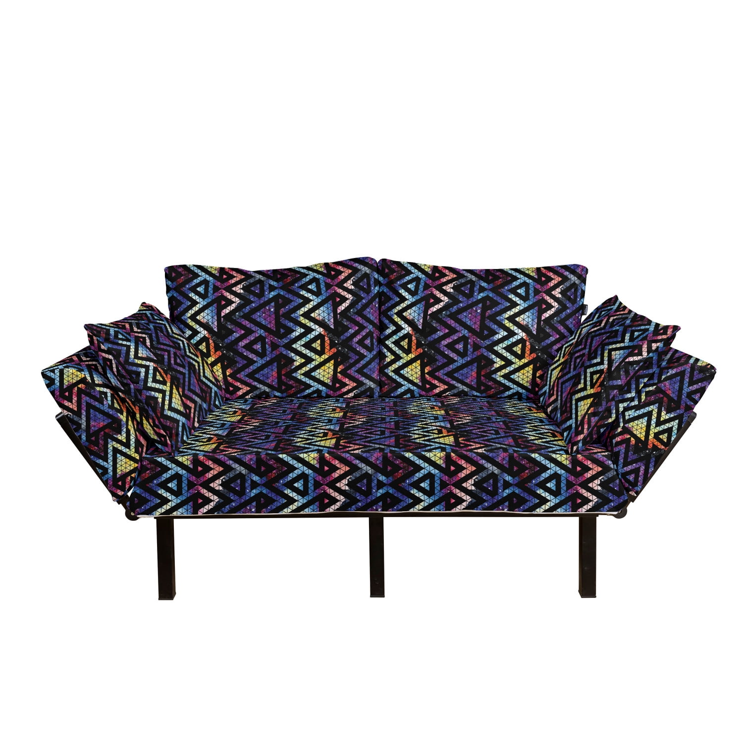 Geometric Futon Couch, Galaxy Themed Background with Geometrical Shapes ...