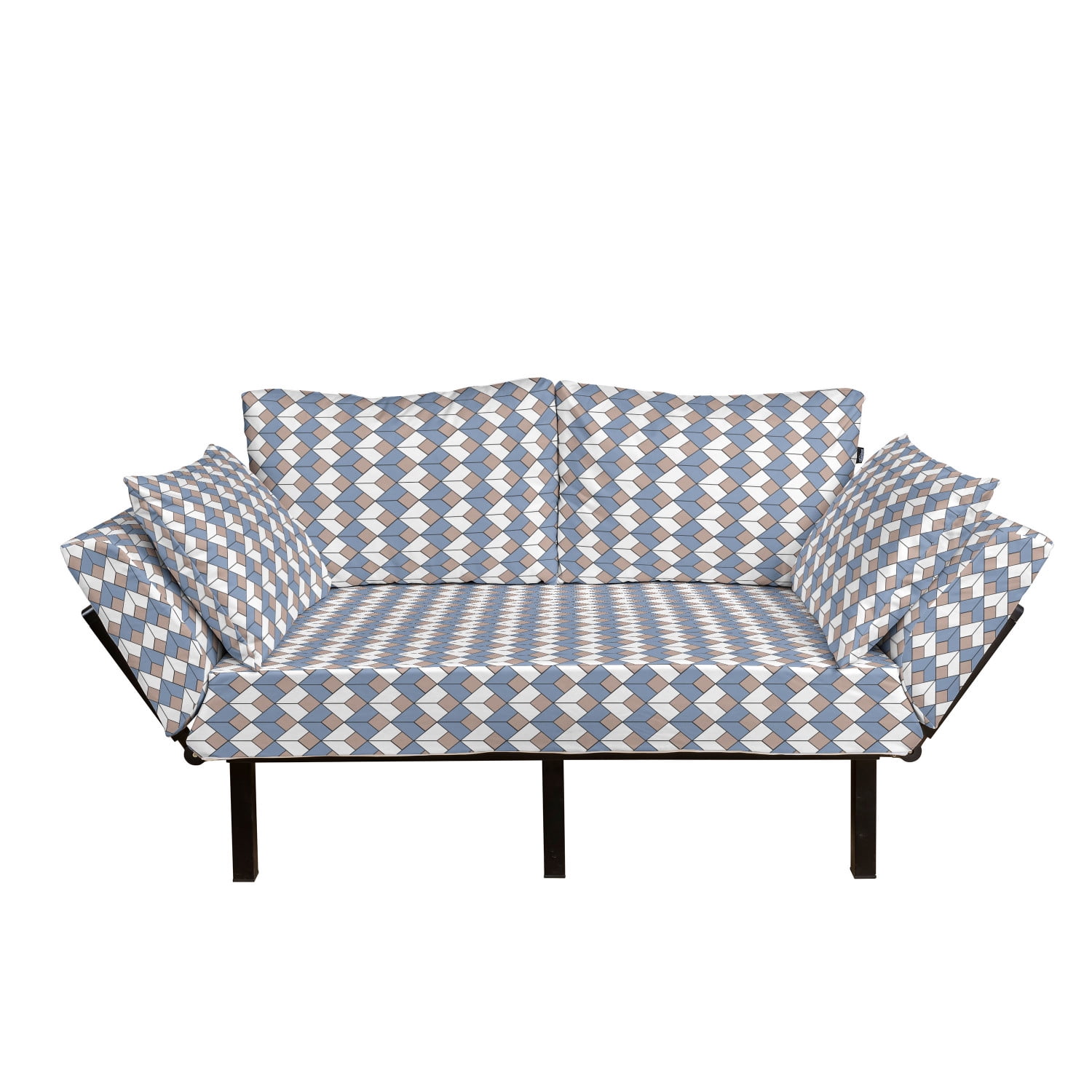 Geometric Futon Couch, Modern Nested Repeating Diamond Line Pattern ...