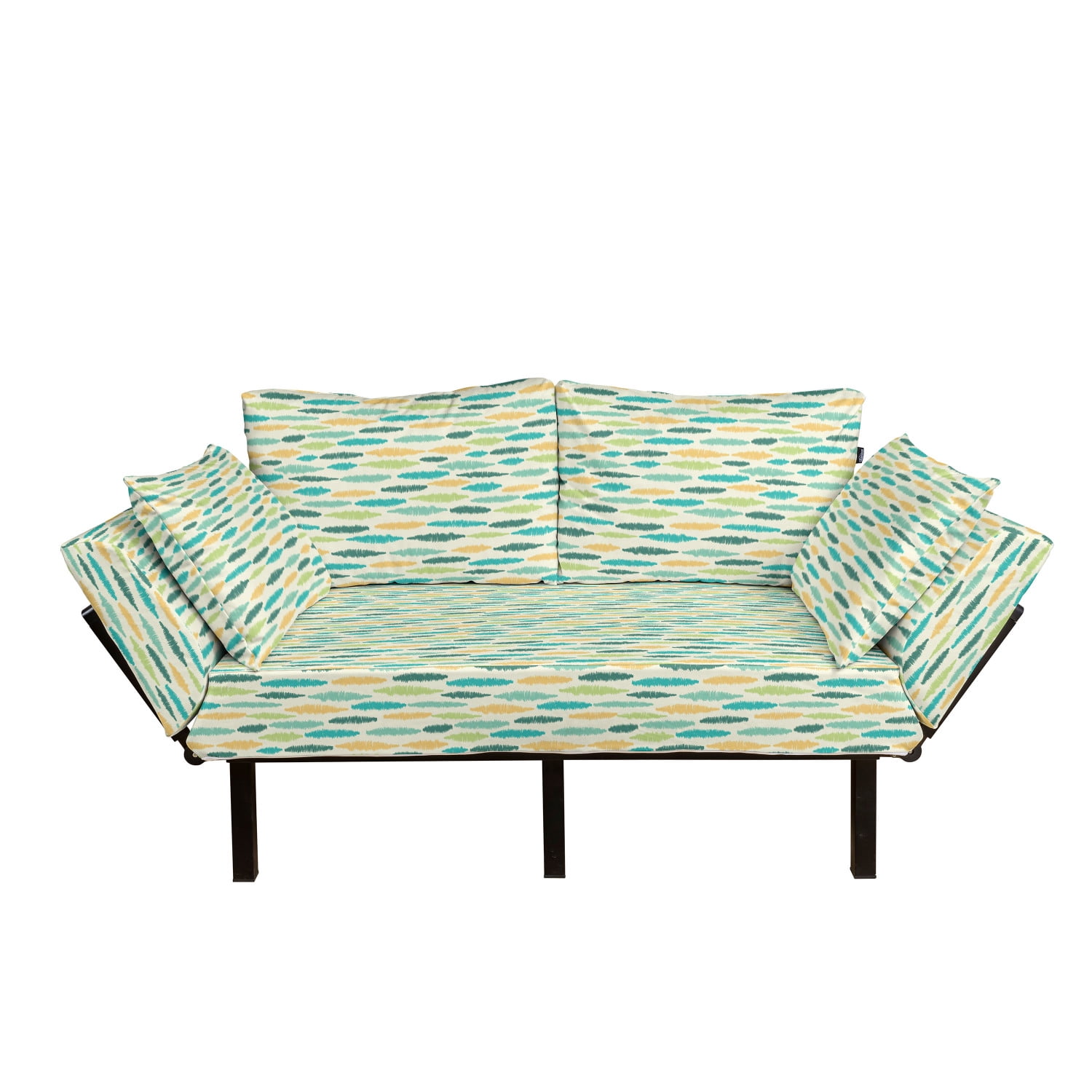 Geometric Futon Couch, Ornamental Hand-drawn Crayon Sketched Effect ...