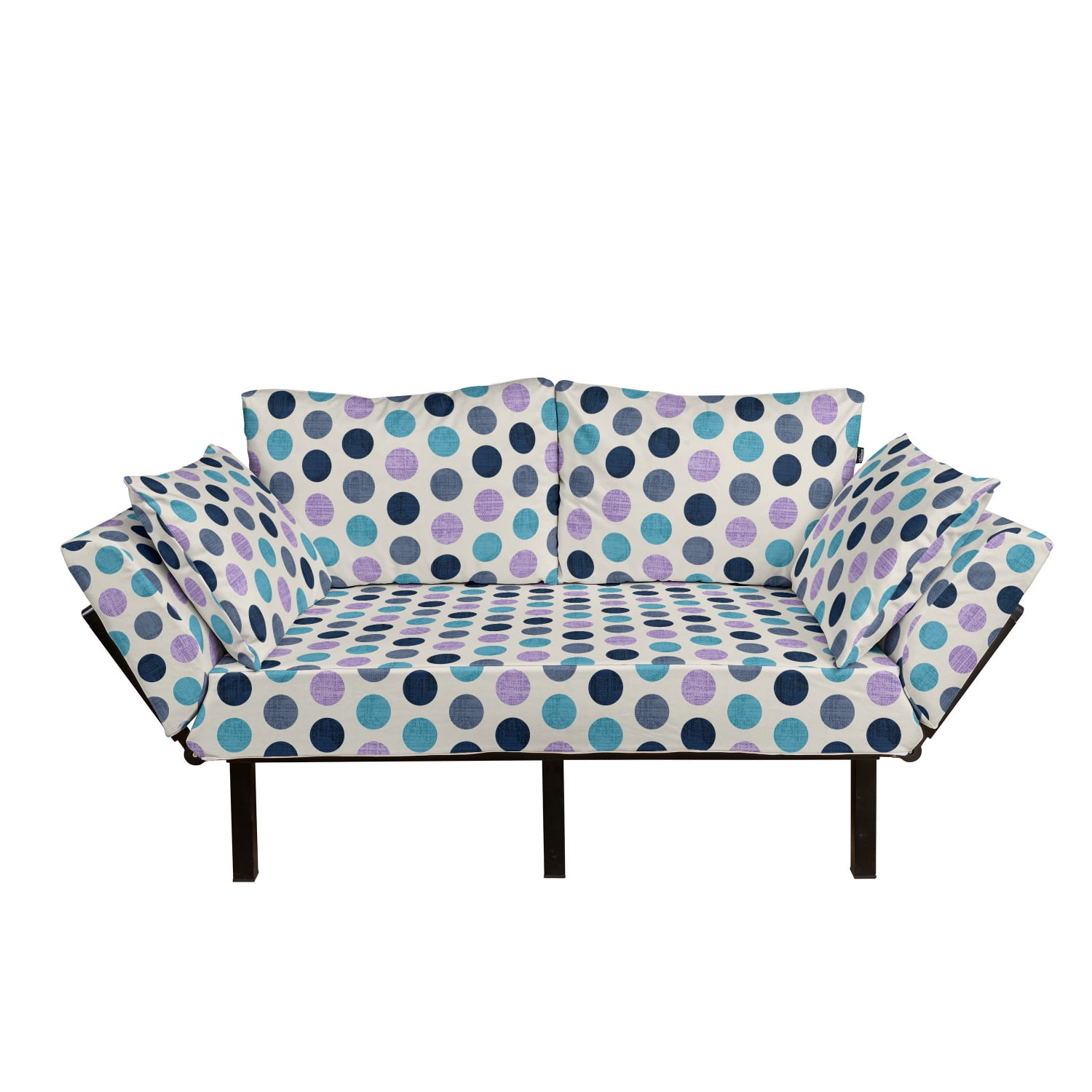 Geometric Futon Couch, Retro Retro Style Vintage Traditional Polka Dots ...