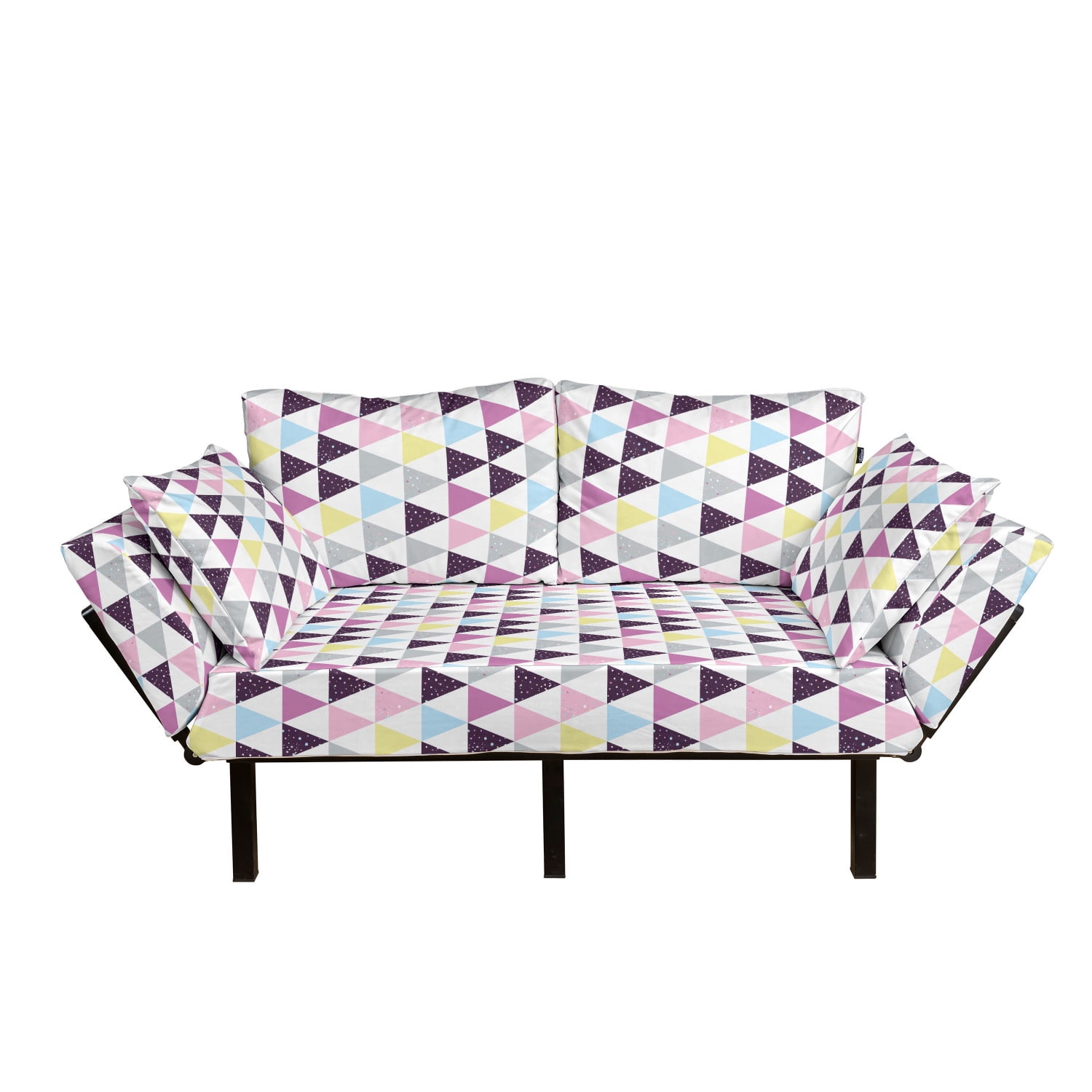 Geometric Futon Couch, Triangle with Grunge Effect Colorful Paint ...