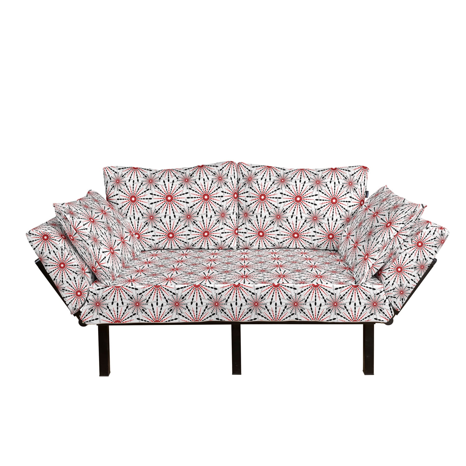 Geometric Futon Couch, Trippy Flower with Shapes in New Modern Image ...
