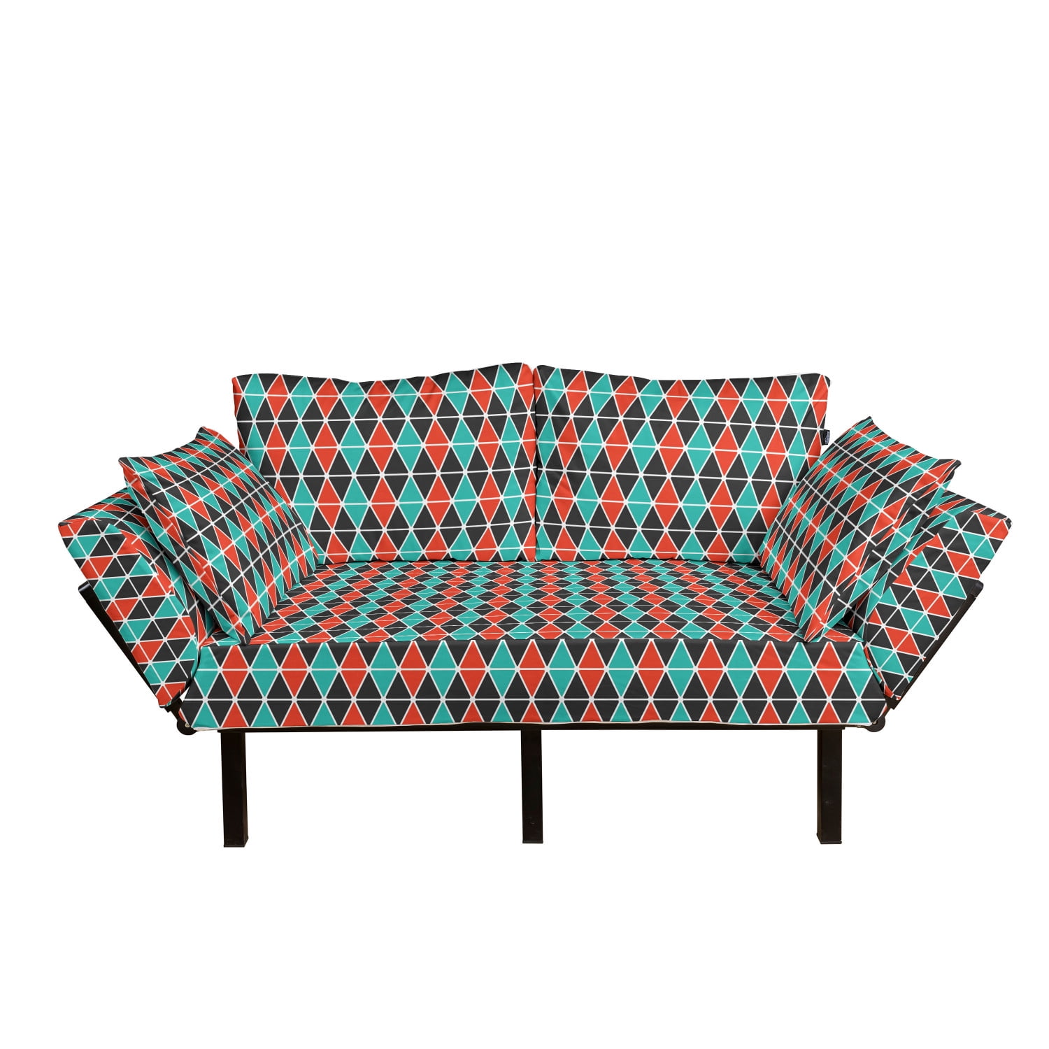 Geometric Futon Couch, Zigzag Lines with Triangles and Hexagons ...