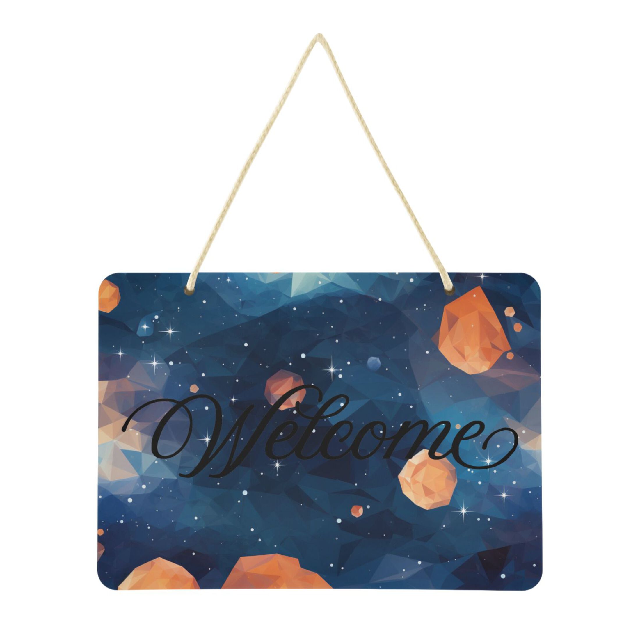 Geometric Galaxy Welcome Sign Front Door PVC 14x10 inch Hanger Hello ...