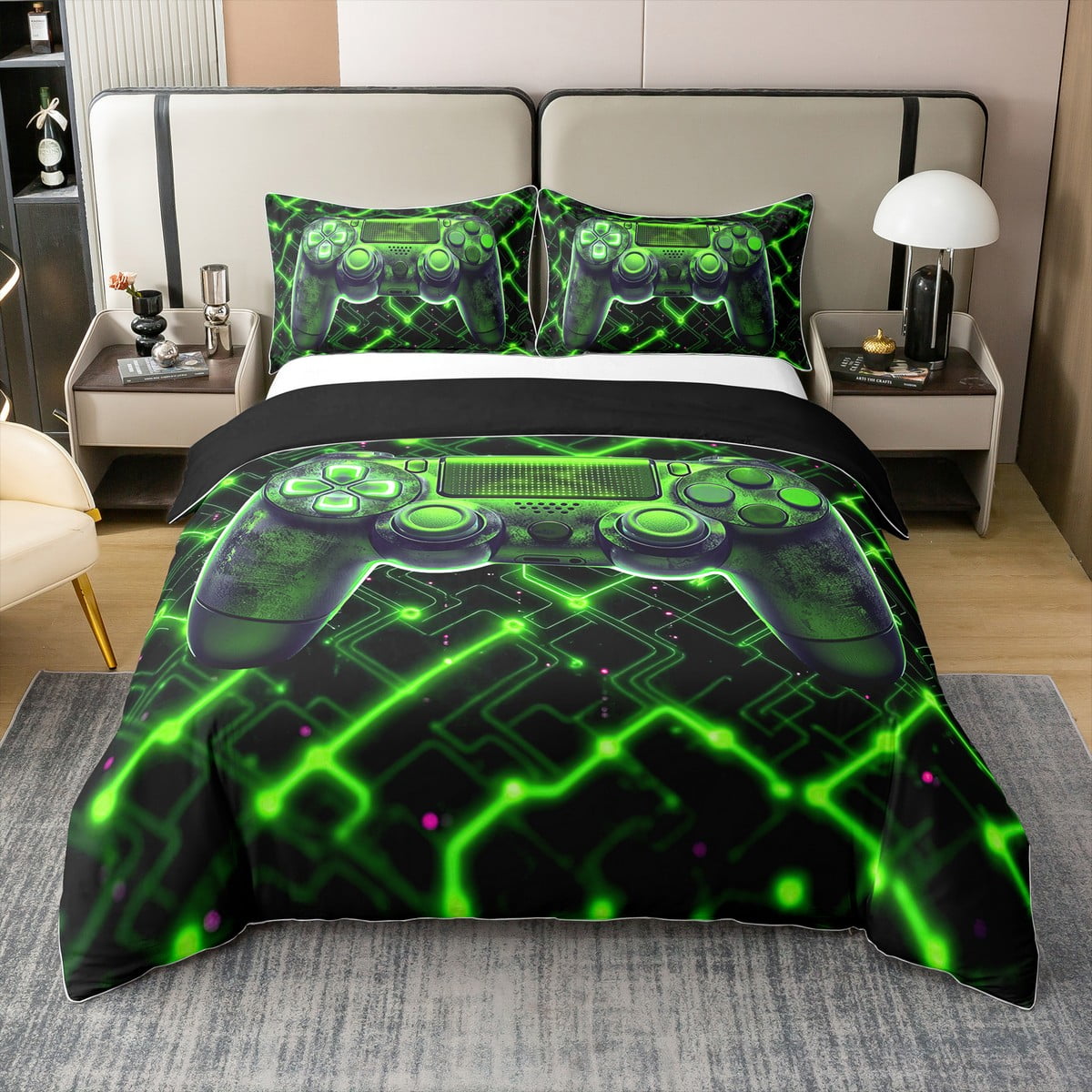 Geometric Gamepad 100% Cotton Duvet Cover Twin Size, Gaming Controller ...