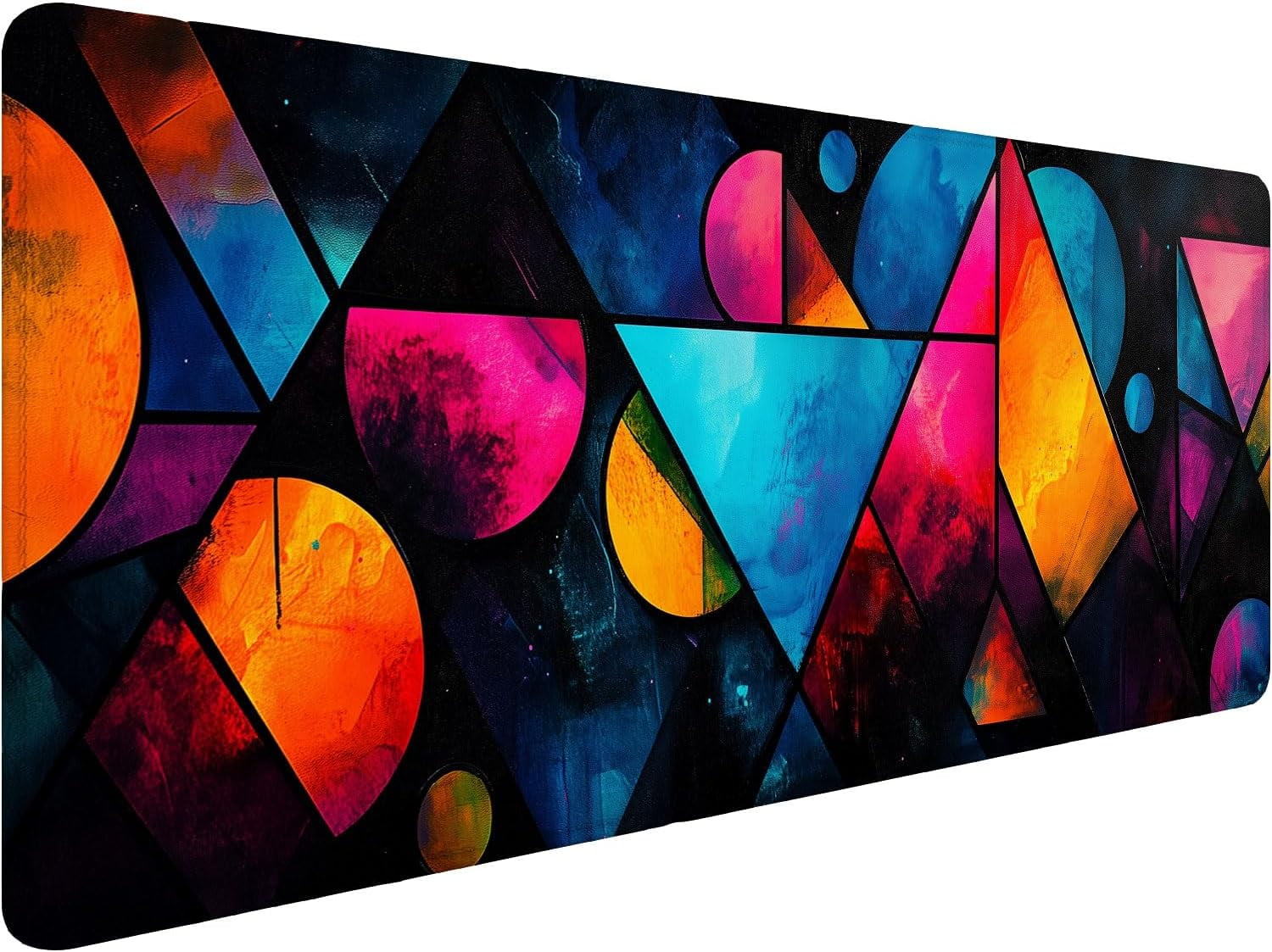 Geometric Gaming Mouse Pad Abstract Neon Blue Pink Orange Aesthetic ...