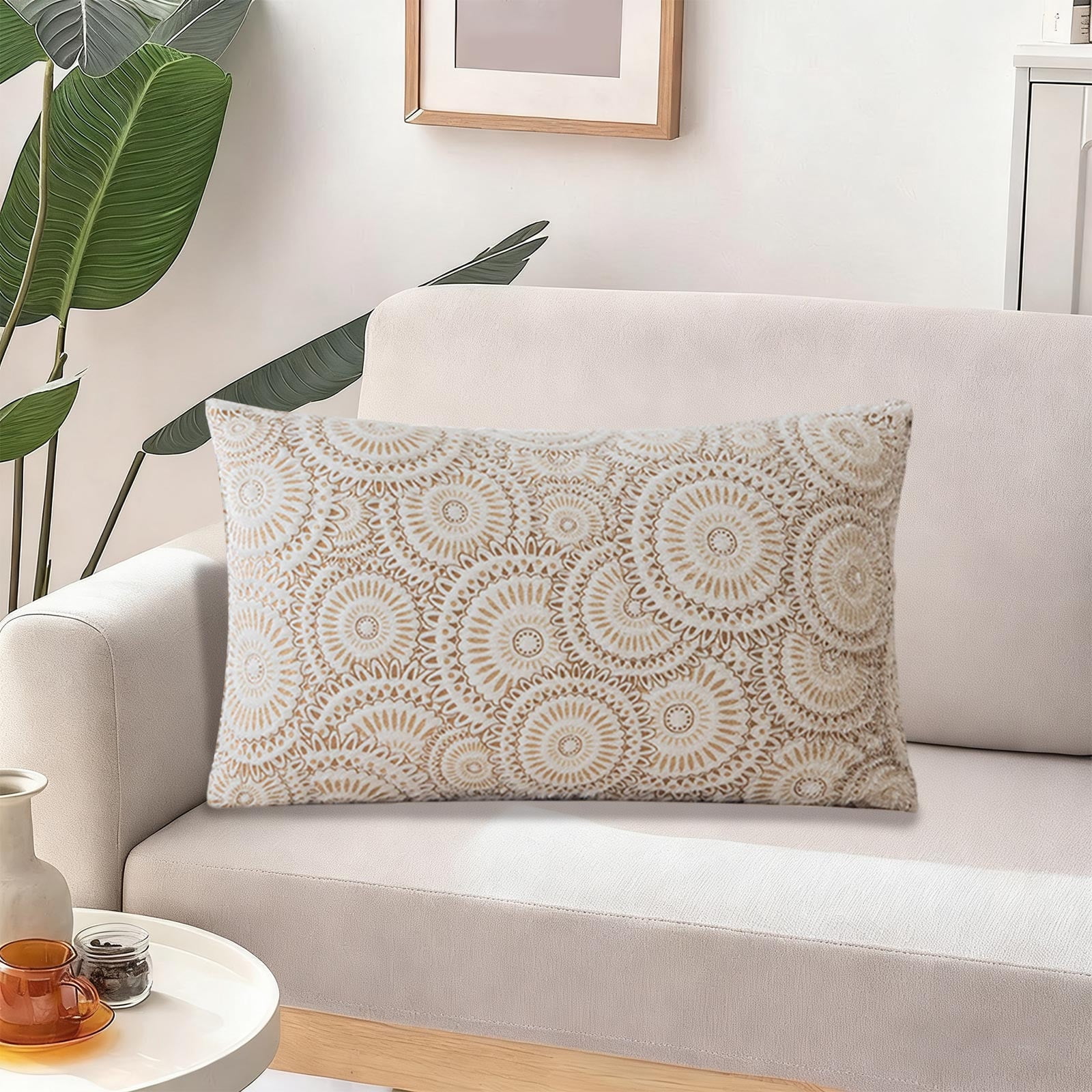 Geometric Gold Foil Pillowcase, Luxury Cushion Cover with Circles ...