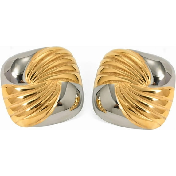 Geometric Gold and Silver Tone Studs Earrings for Women Fashion Vintage ...