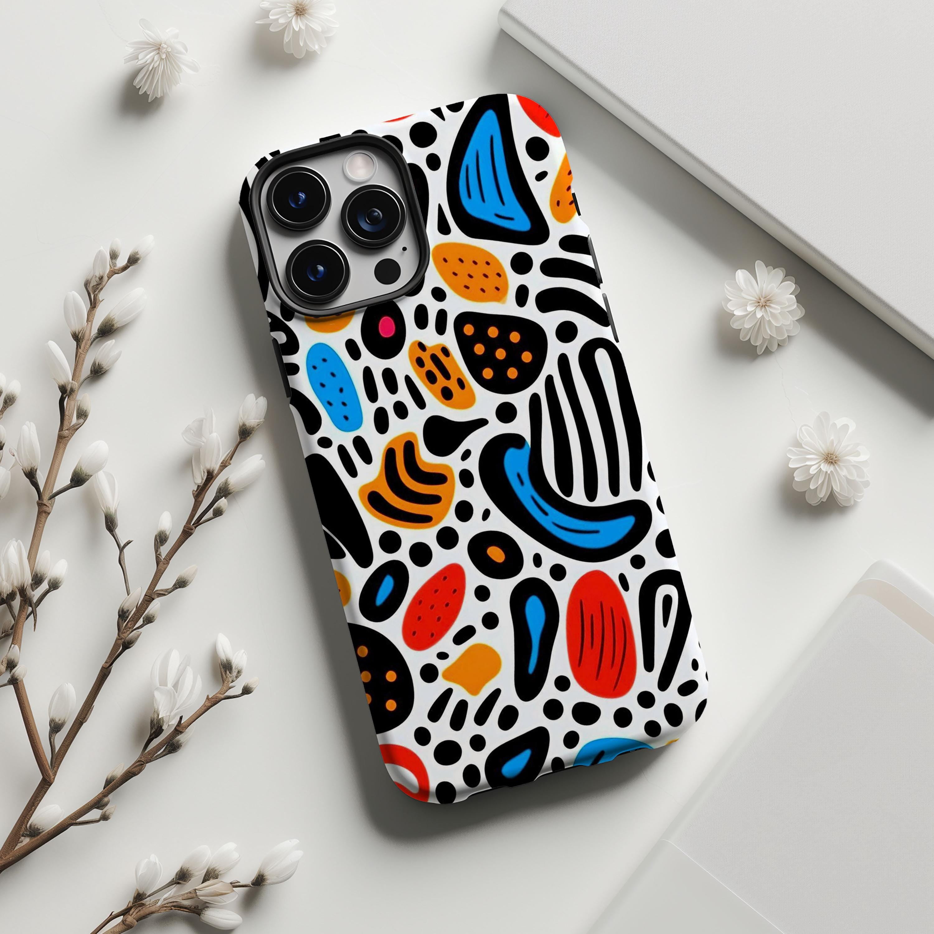 Geometric Graffiti Phone Case with Vintage Bold Art Style 17 16 15 14 ...