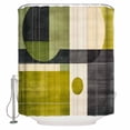Geometric Green Bathroom Shower Curtains with 12 Hooks Polyester ...