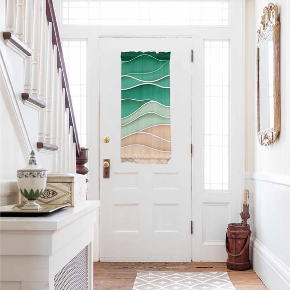 Geometric Green Door Curtains for Door Window, French Sidelight Front ...