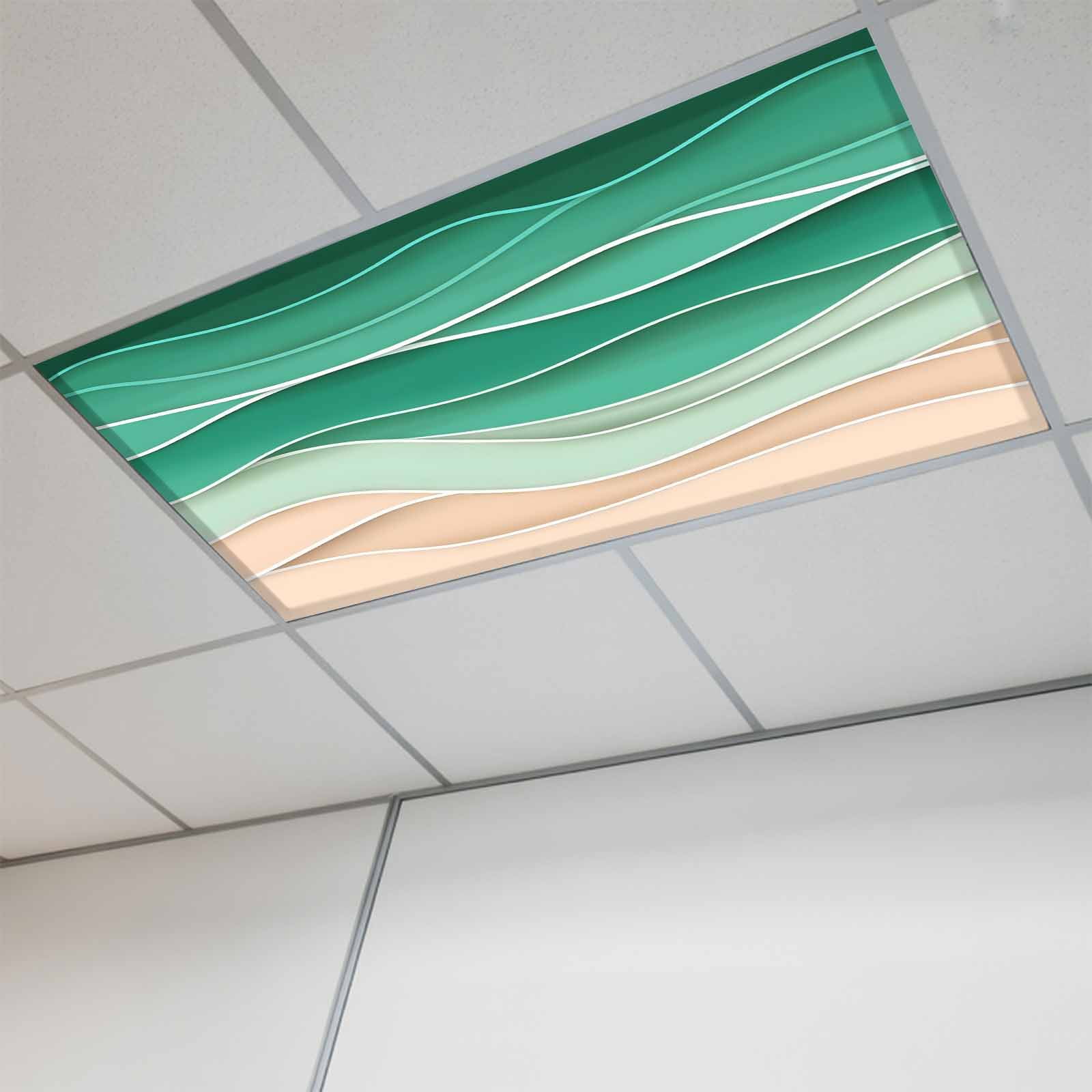Geometric Green Magnetic Fluorescent Light Covers for Ceiling Lights ...