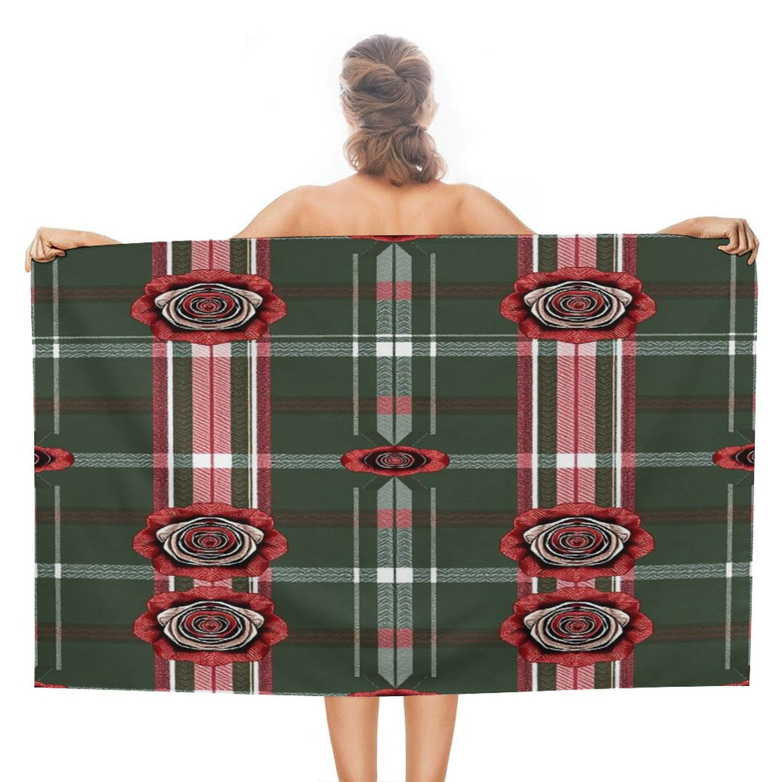 Geometric Grid Beach Blanket Soft Absorbent Lightweight Long Wide ...