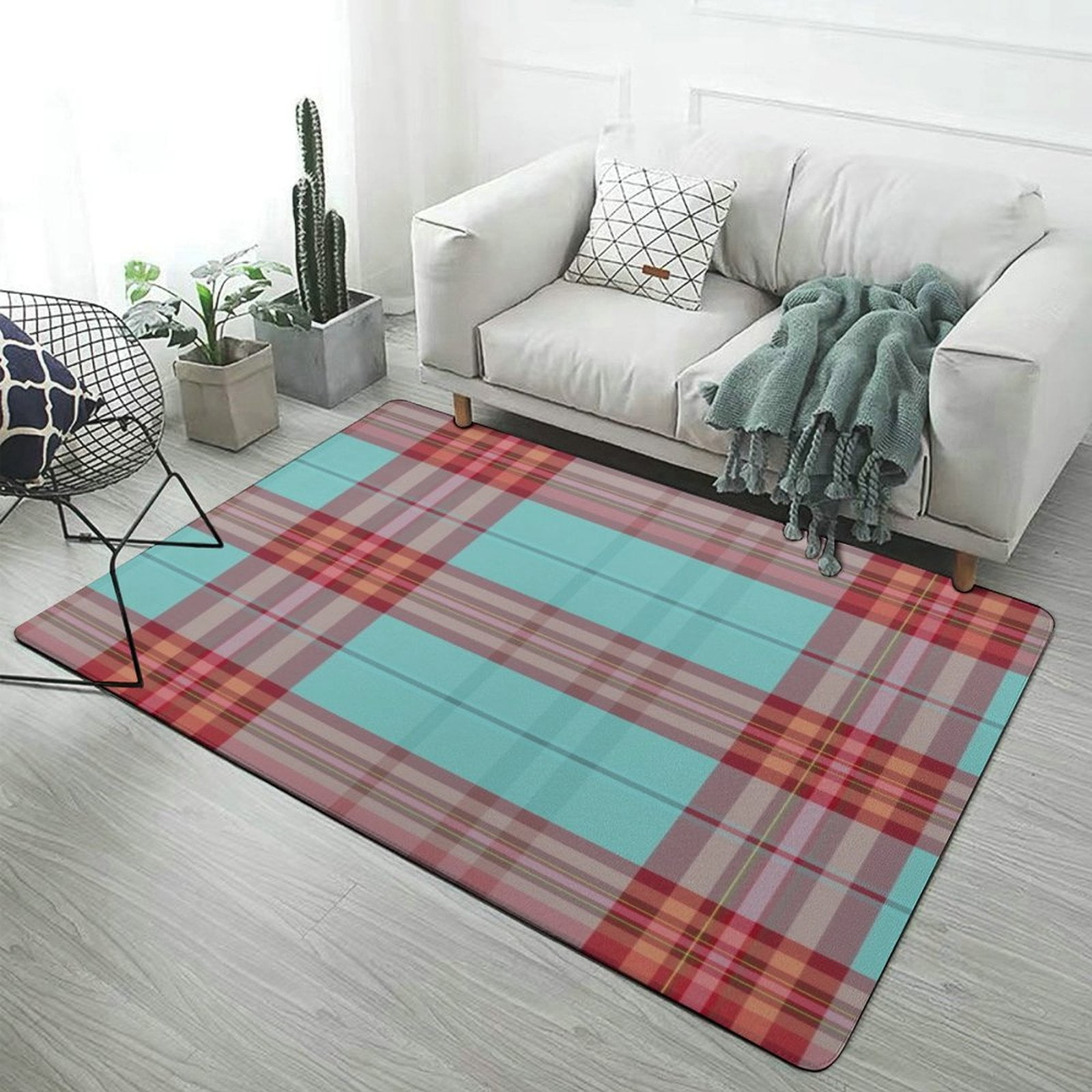 Geometric Grid Carpet for Living Room Luxury Home Rations Coffee Table ...