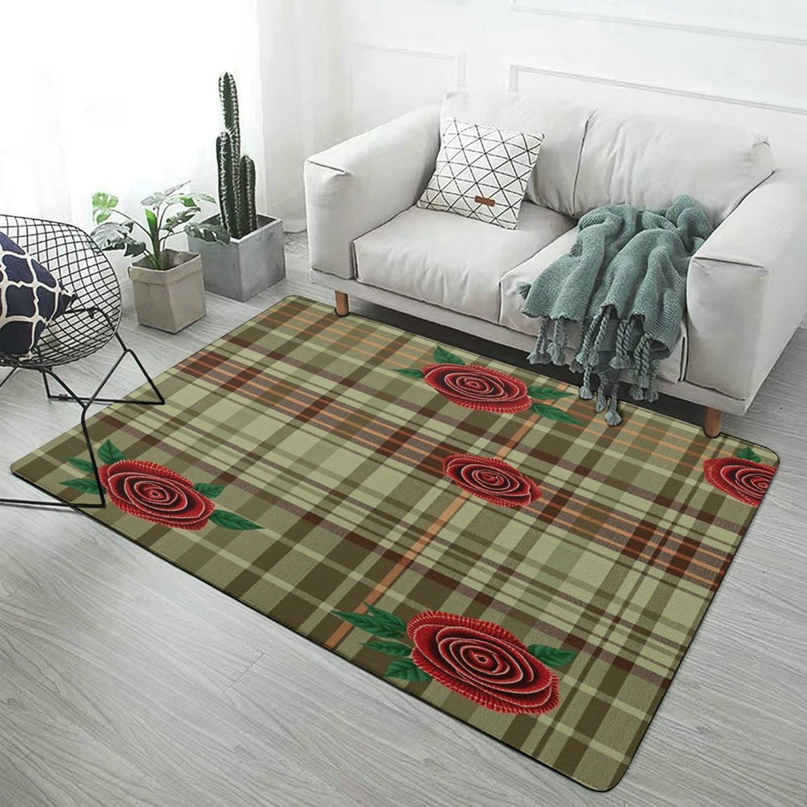Geometric Grid Carpet for Living Room Luxury Home Rations Sofa Coffee ...