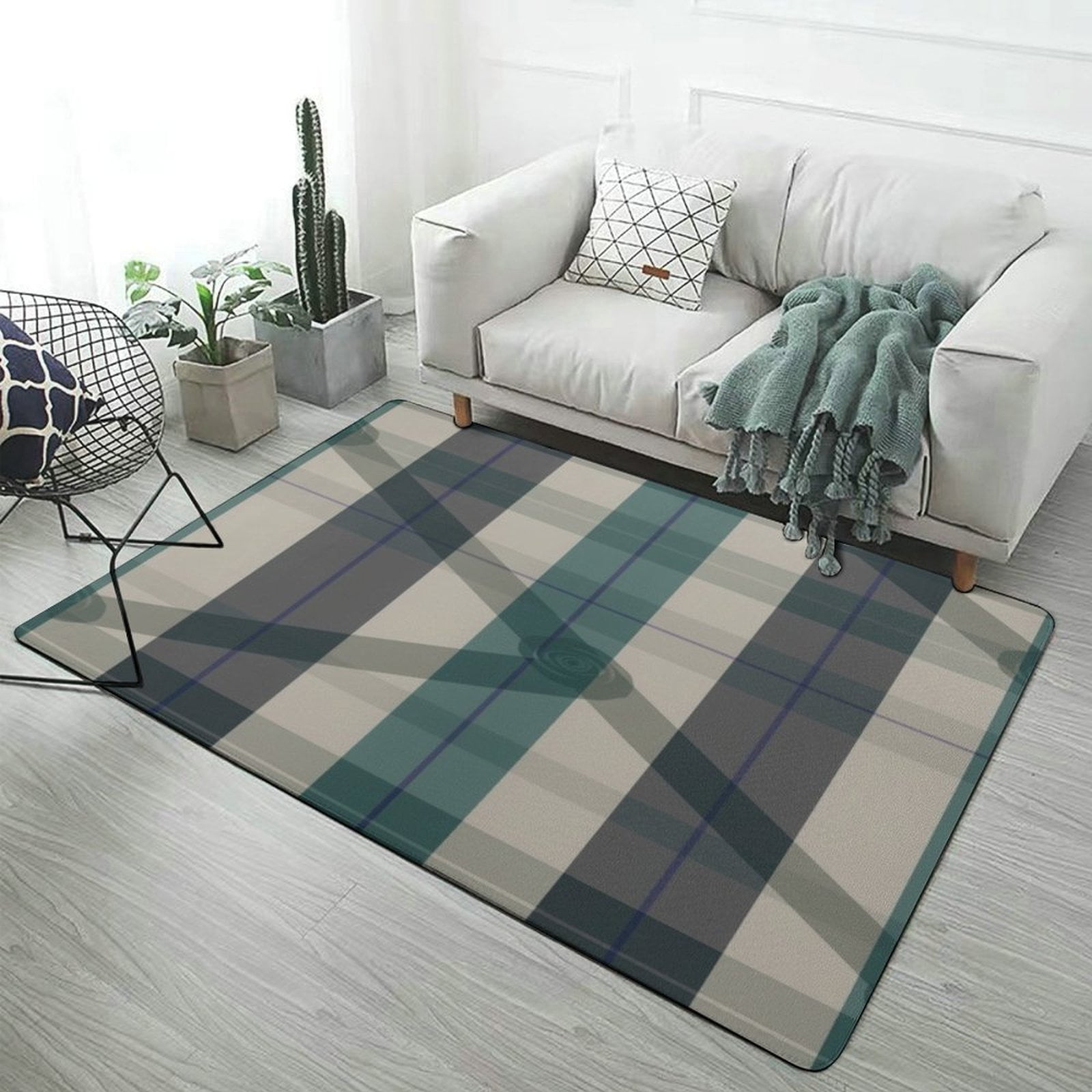 Geometric Grid Carpet for Living Room Luxury Home Rations Sofa Coffee ...