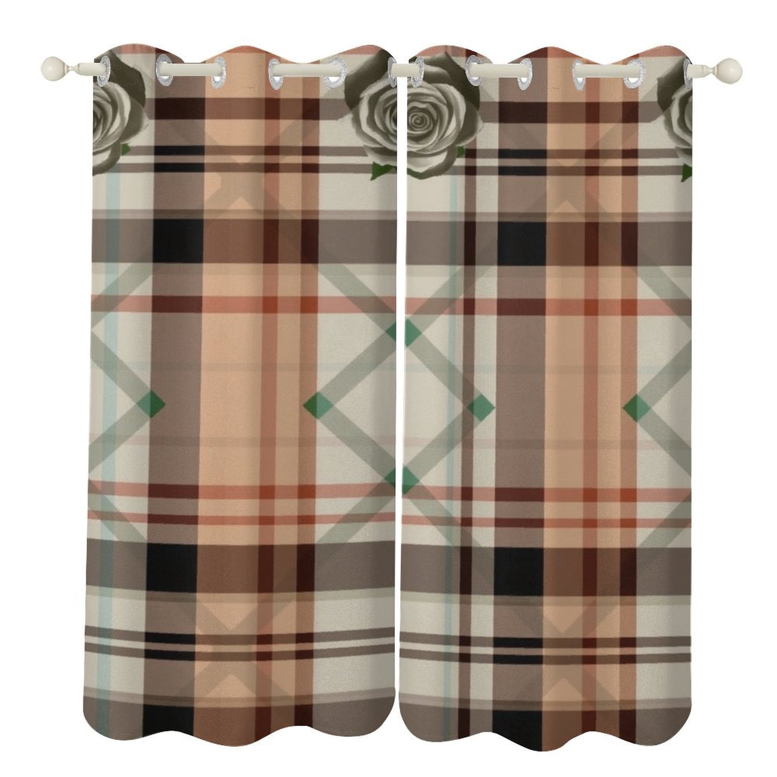 Geometric Grid Curtains for Bedroom Living Room Drapes Kitchen Room ...