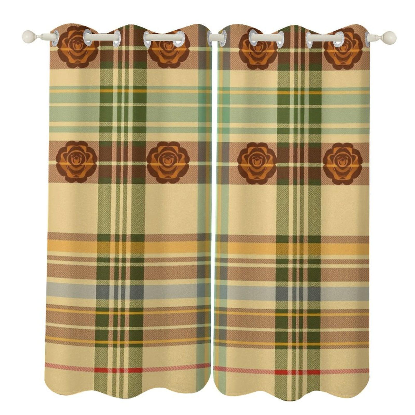 Geometric Grid Curtains for Bedroom Living Room Drapes Kitchen Room ...