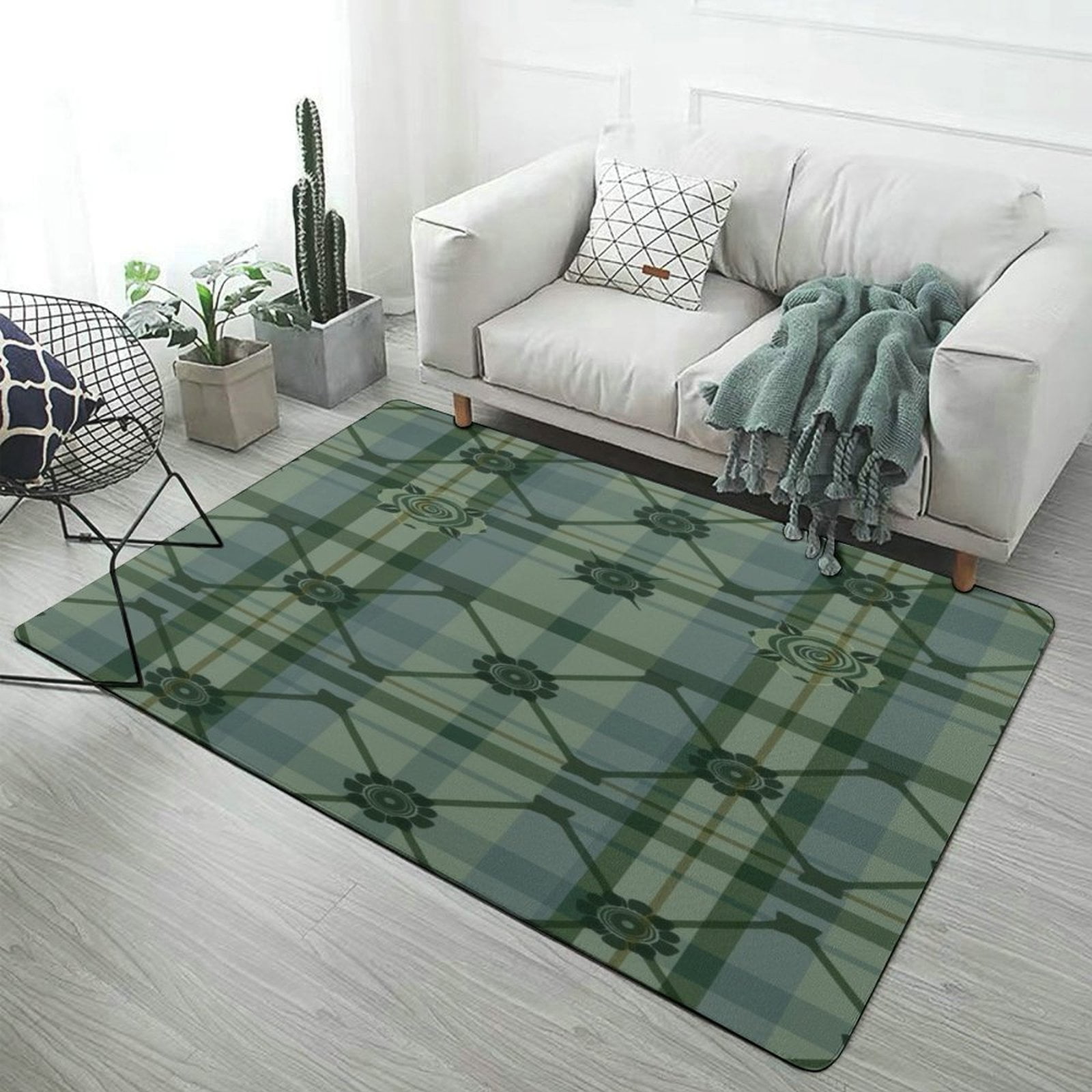 Geometric Grid European Living Room Carpets Rugs Luxury Bedroom Study R ...