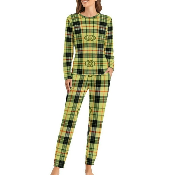 Geometric Grid Pajamas 2 Pieces Pajama Sets Woman Long Sleeve Night ...