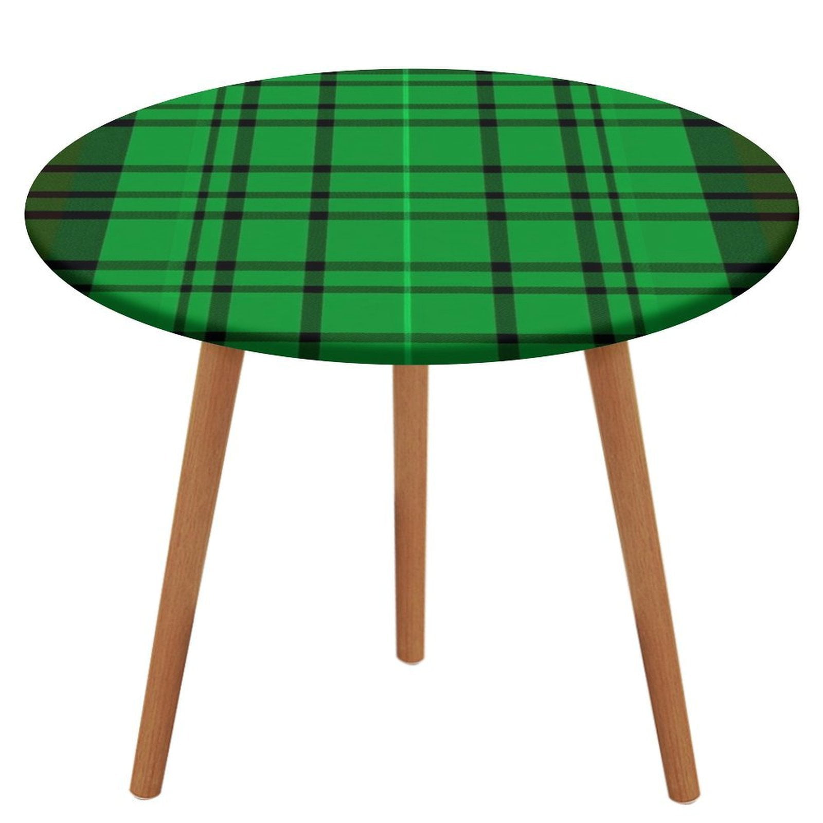 Geometric Grid Round Tablecloth Waterproof Elastic Fitted Table Covers ...