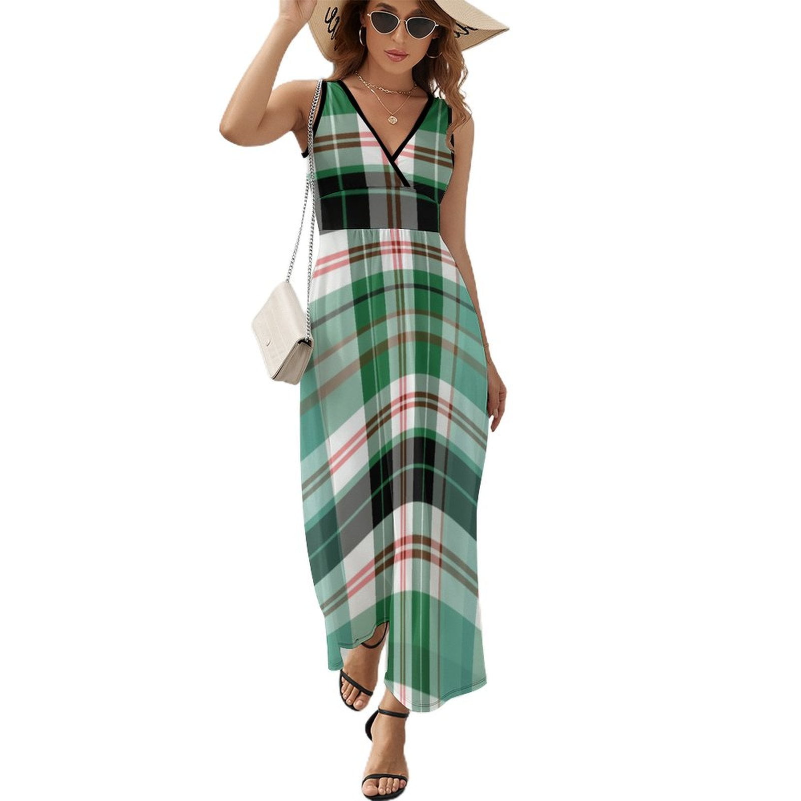 Geometric Grid Sleeveless Dress Luxury Dresses For Official Occasions ...