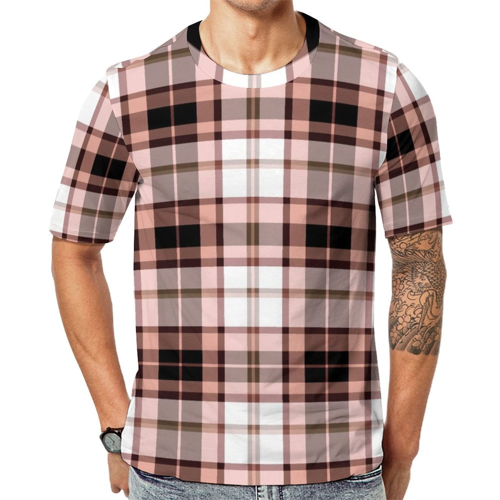 Geometric Grid T-Shirt Man Fun Gym T Shirts Comfortable Beach Hippie ...