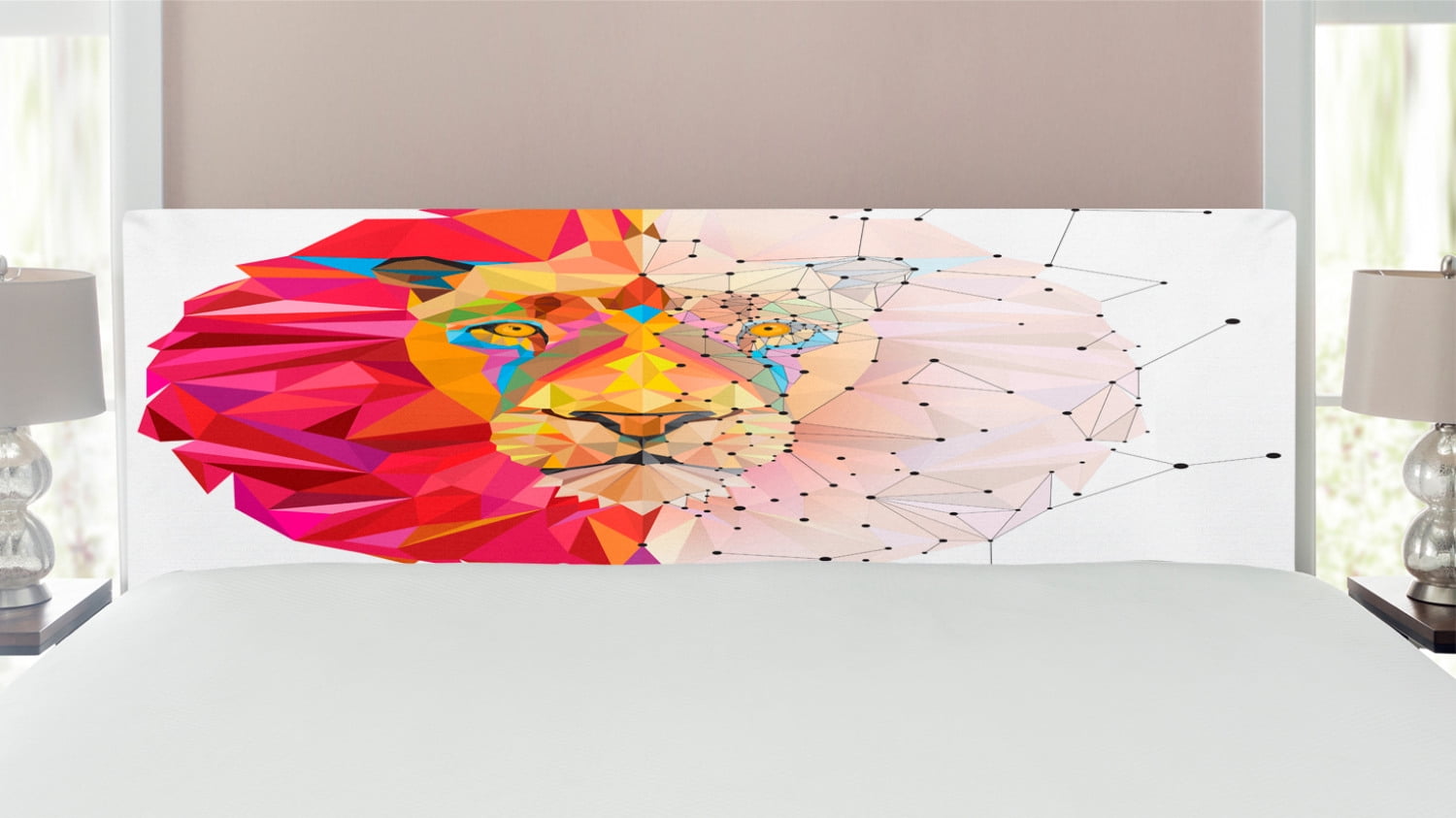 Geometric Headboard, Lion Head Art Geometric Graphic in Digital ...
