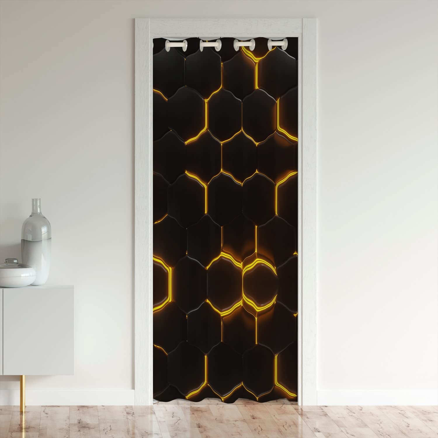 Geometric Hexagon Door Curtains Closet Nor for Hallway Entrance Pantry ...