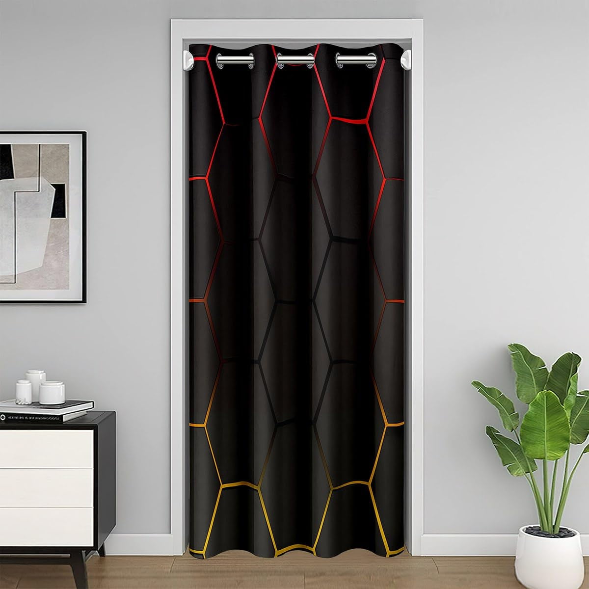 Geometric Hexagon Door Curtains Closet Nor for Hallway Entrance Pantry ...