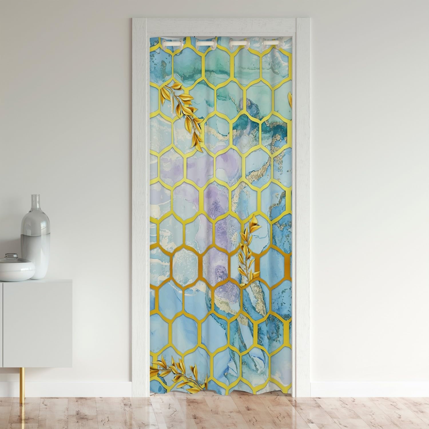 Geometric Hexagon Door Curtains Closet Nor for Hallway Entrance Pantry ...