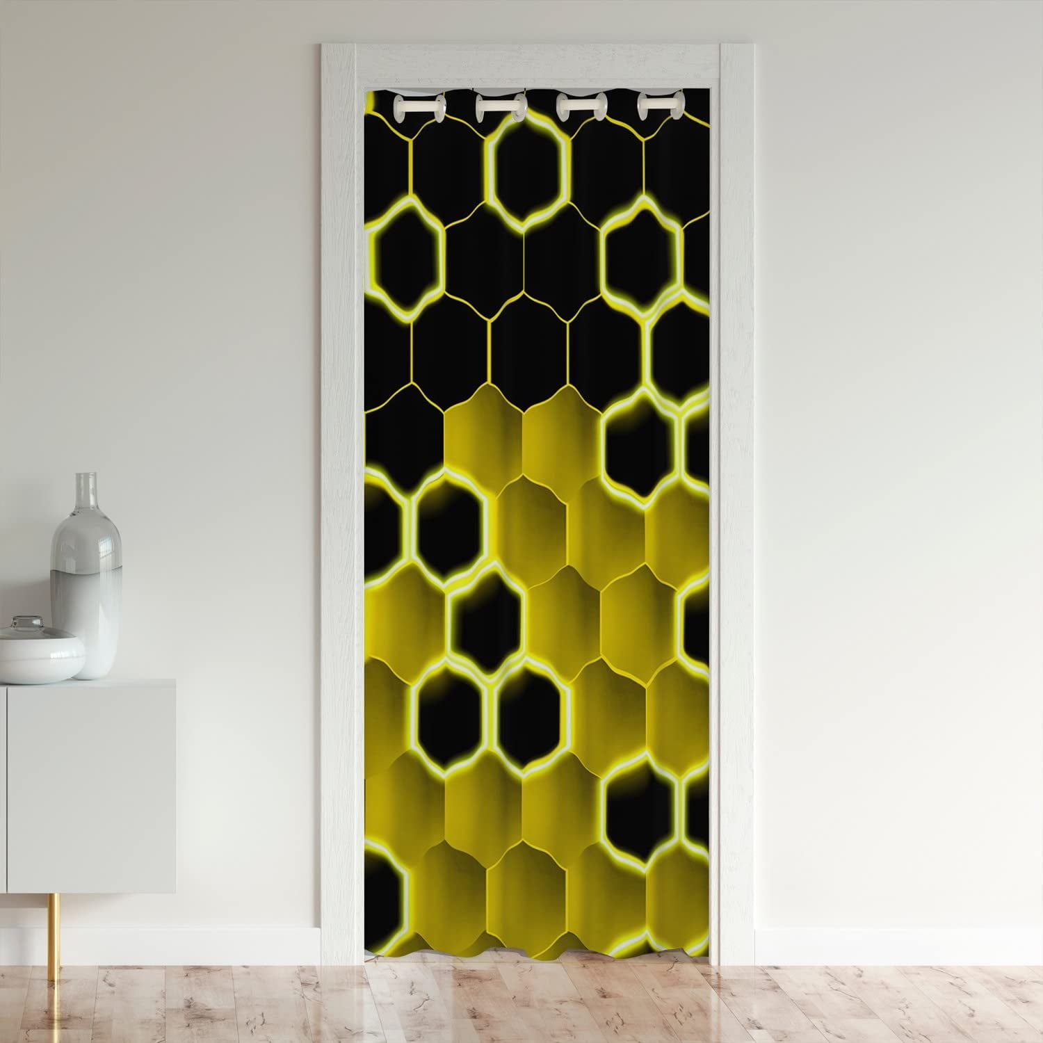 Geometric Hexagon Door Curtains Closet Nor for Hallway Entrance Pantry ...